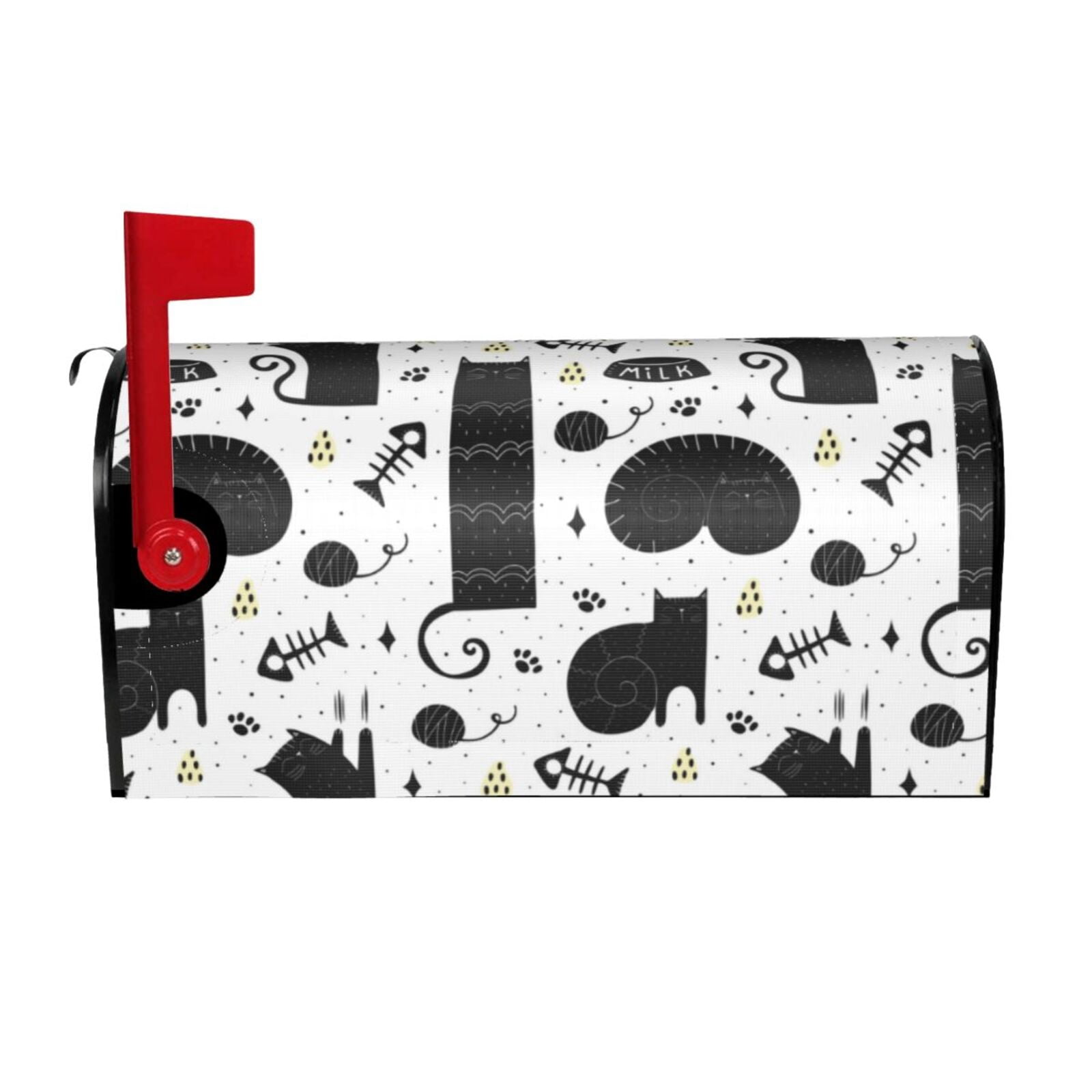 Mailbox Covers Magnetic Standard Size - Bohemian Cute Cat Fishbone ...