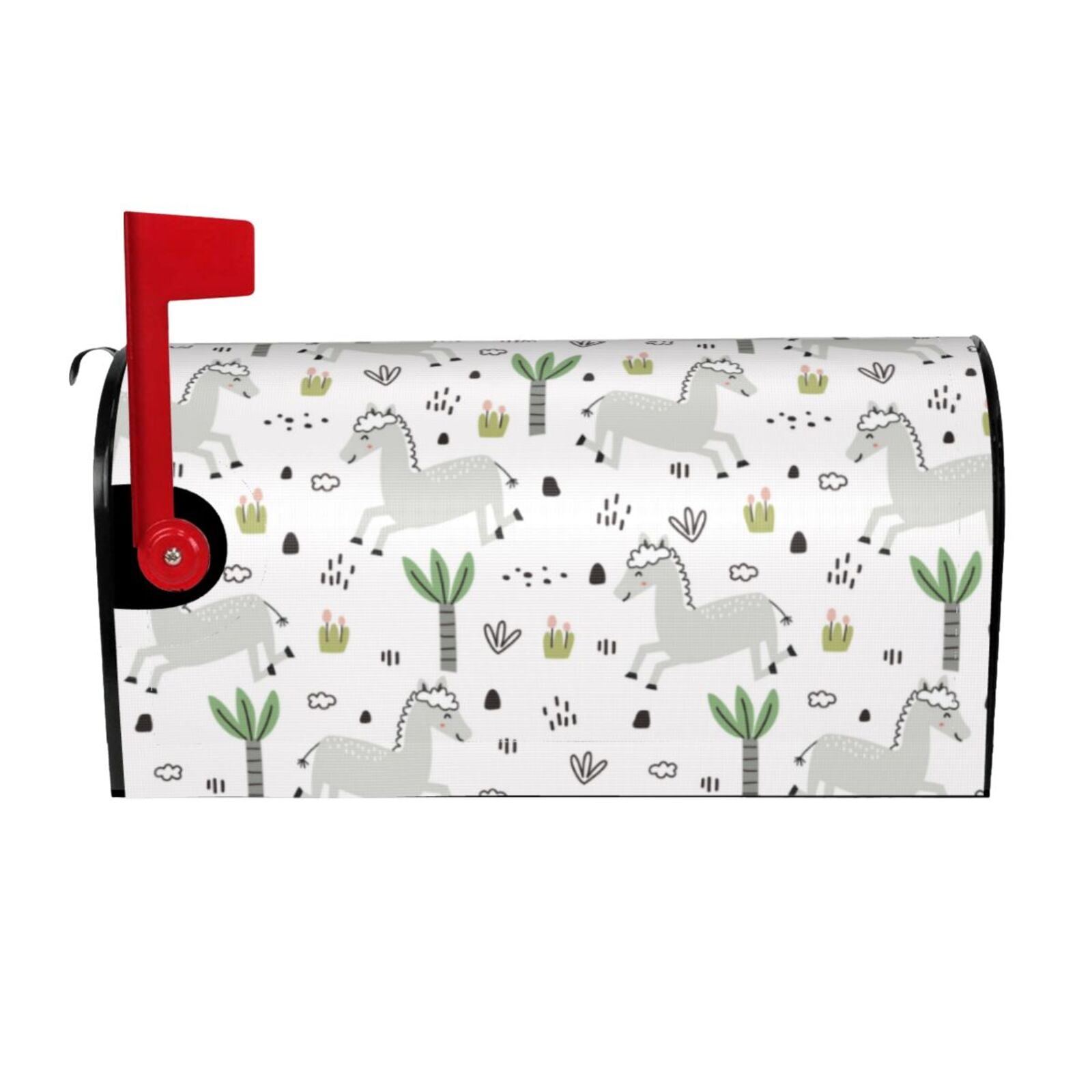 Mailbox Covers Magnetic Standard Size - Bohemian Funny Cute Horse White ...