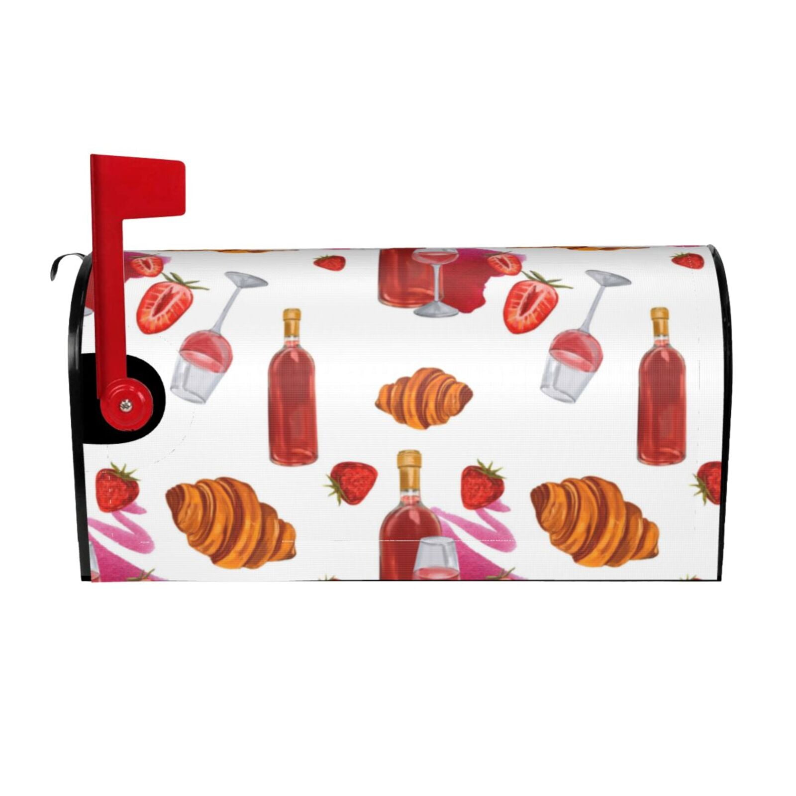 Mailbox Covers Magnetic Standard Size - Bread Strawberry Wine Print Red ...