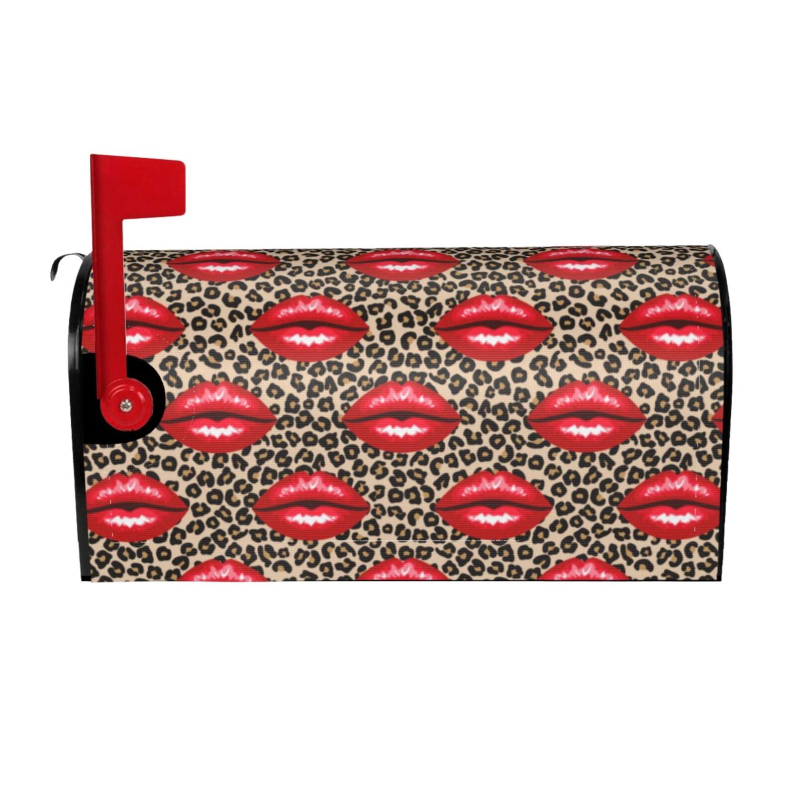 Mailbox Covers Magnetic Standard Size - Bright red lips leopard ...