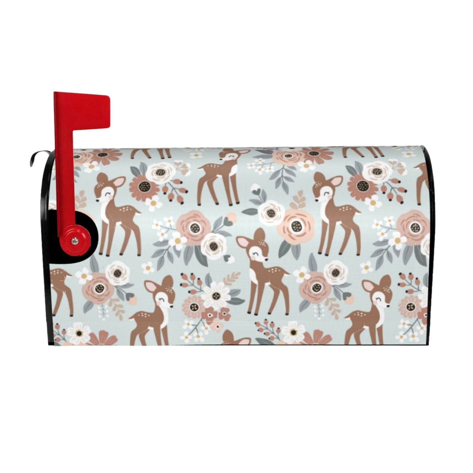 Mailbox Covers Magnetic Standard Size - Cartoon Cute Deer Flower Green ...