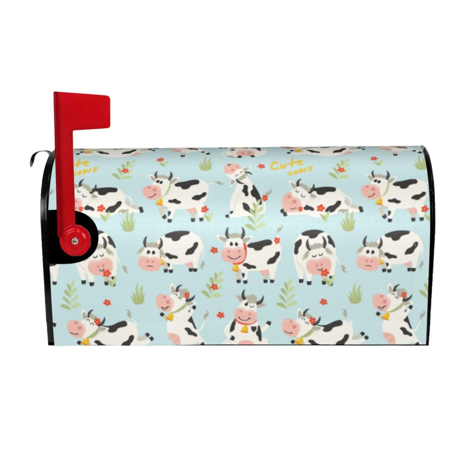 Mailbox Covers Magnetic Standard Size - Cartoon Funny Cute Cow Flower ...