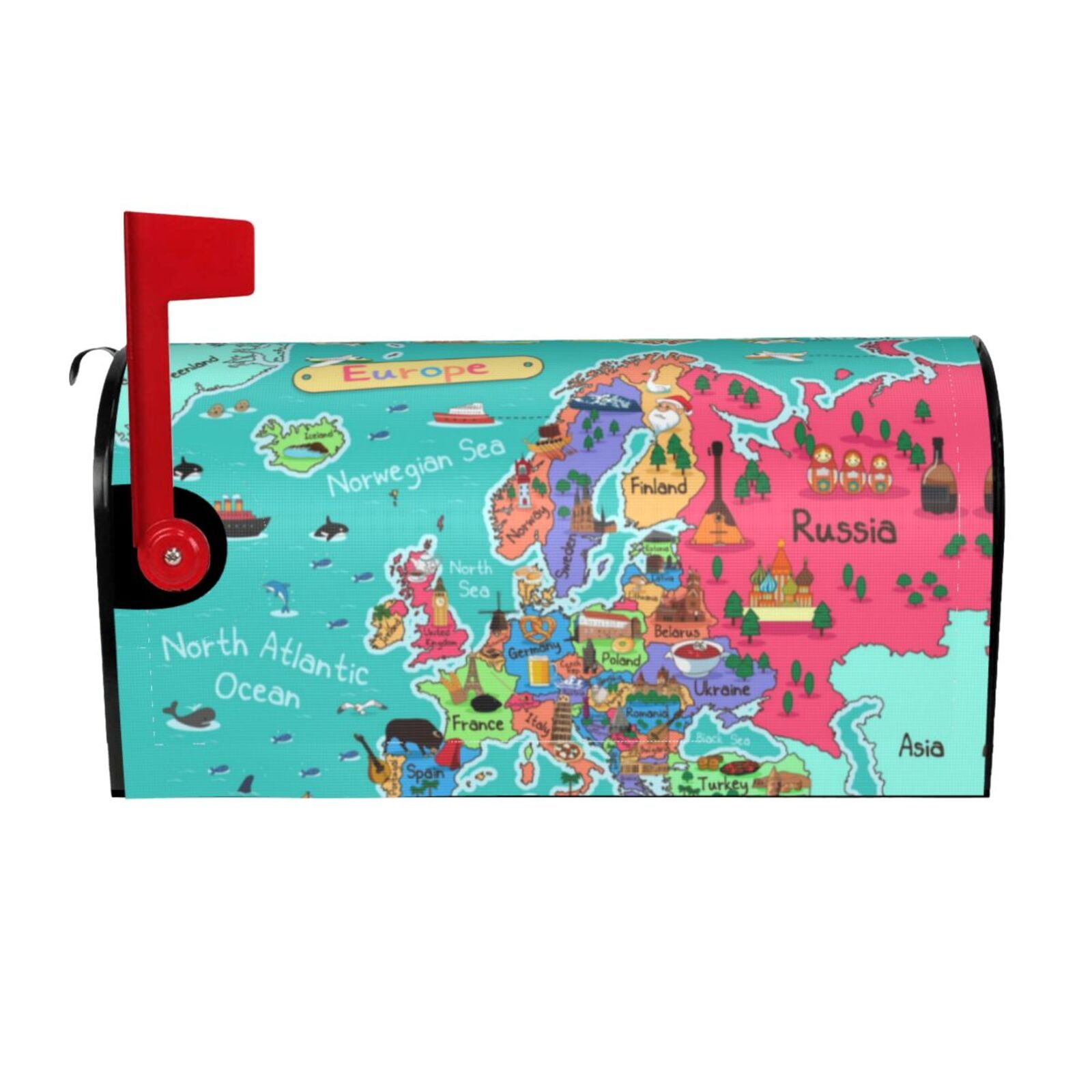 Mailbox Covers Magnetic Standard Size - Cartoon Map Of Europe ...