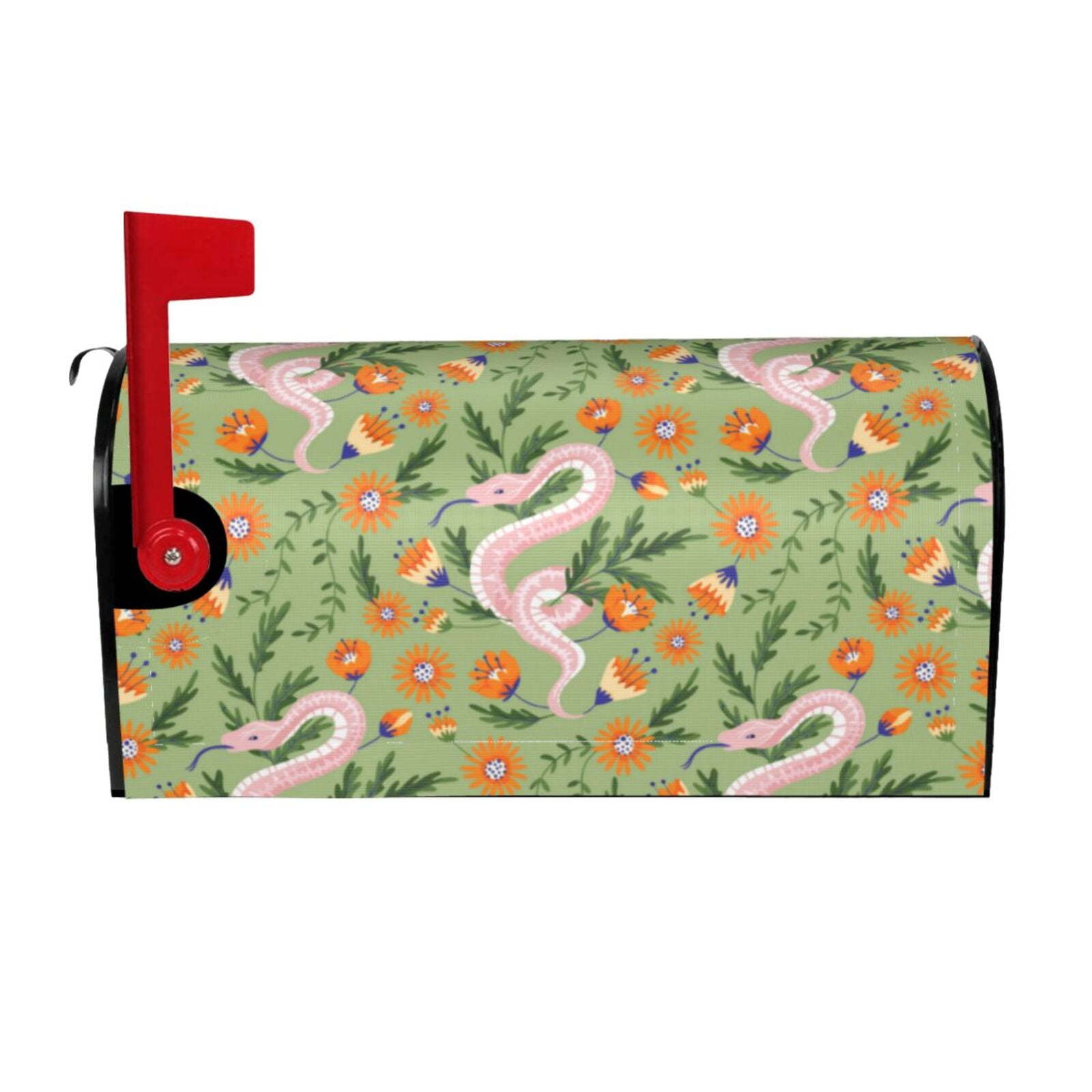 Mailbox Covers Magnetic Standard Size - Cartoon Pink Cute Snake Flower ...