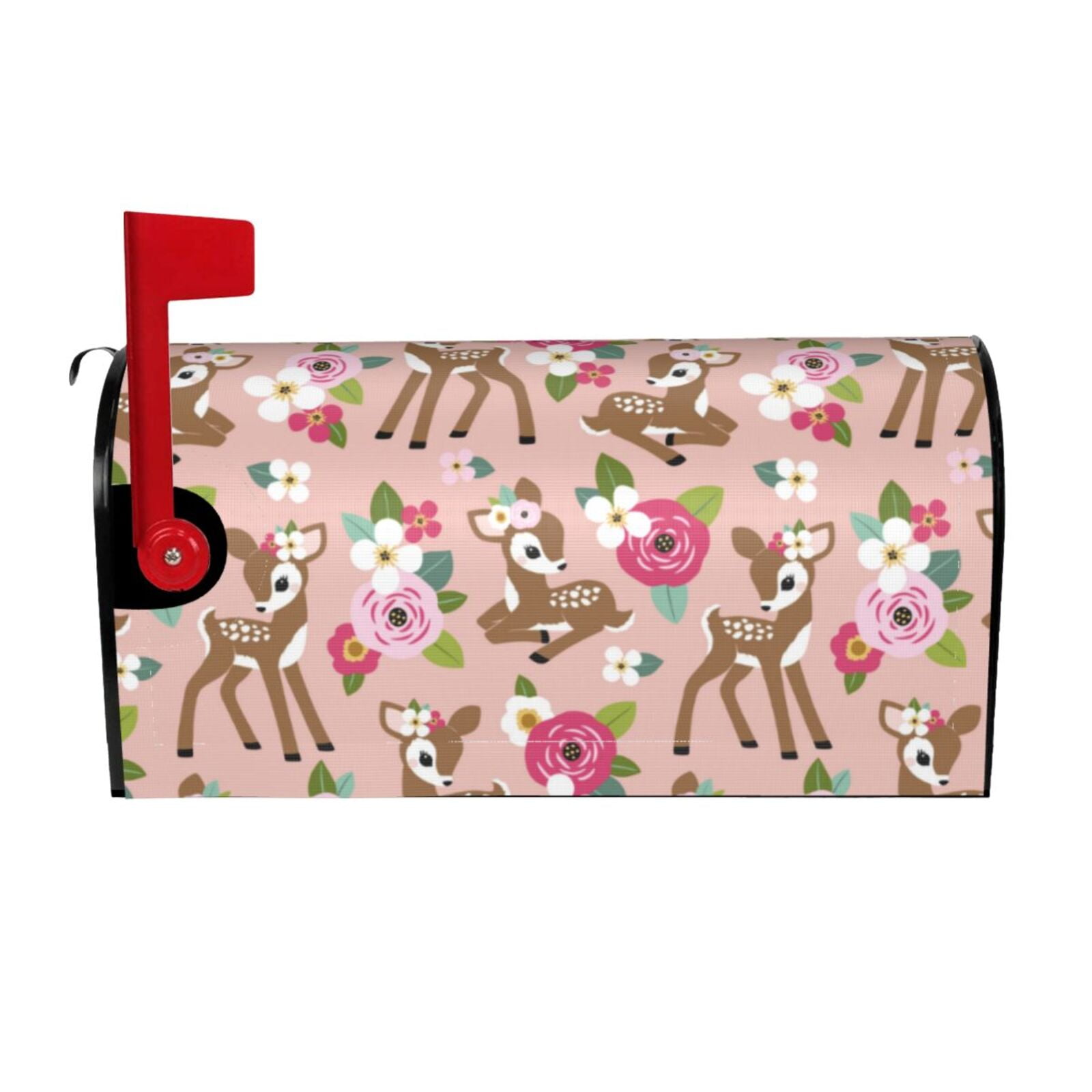 Mailbox Covers Magnetic Standard Size - Cartoon cute deer flower pink ...