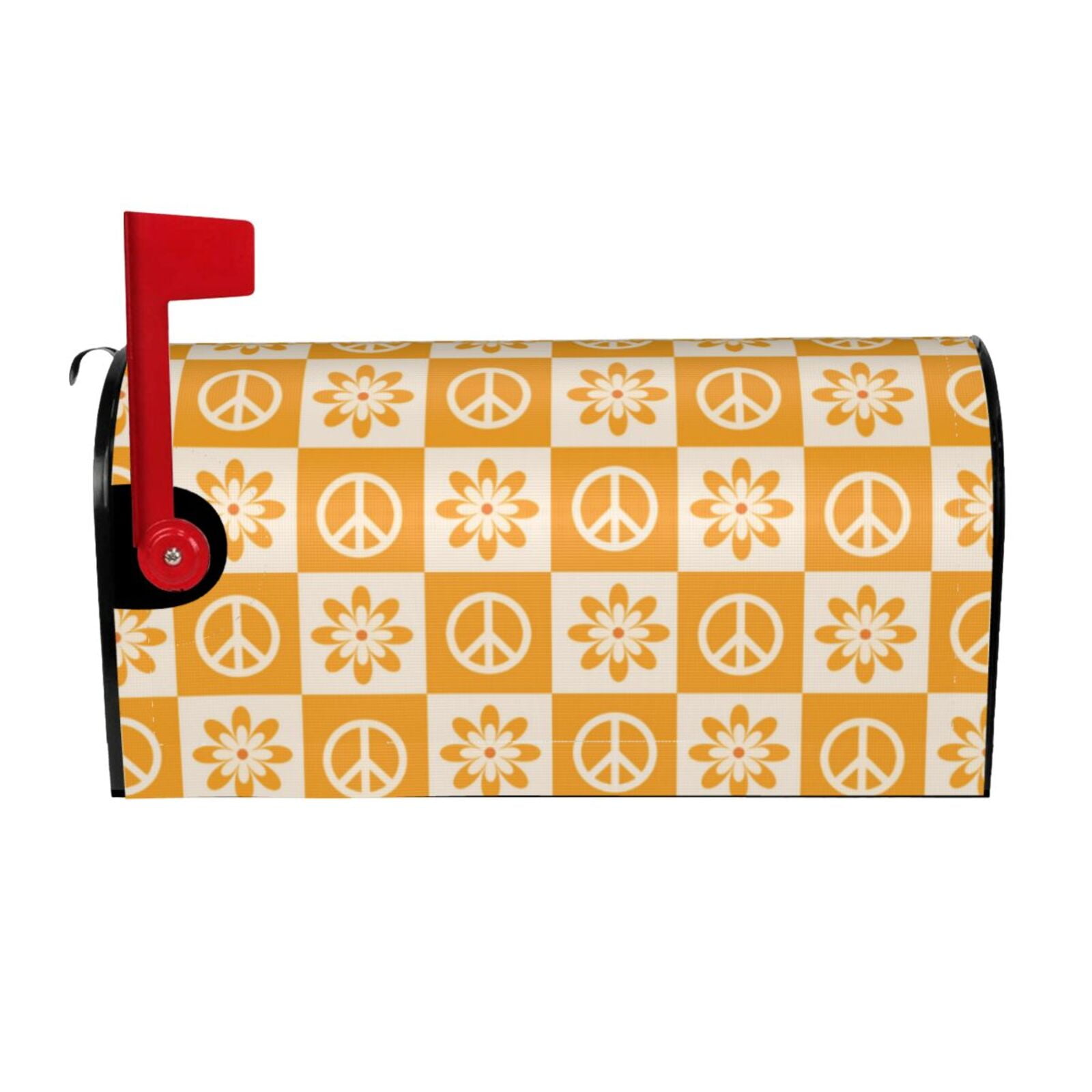 Mailbox Covers Magnetic Standard Size - Checkered Retro Flowers peace ...