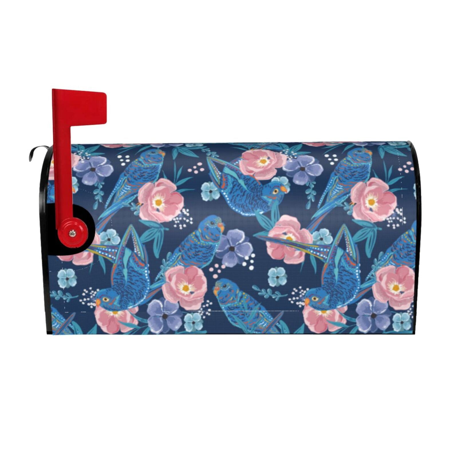 Mailbox Covers Magnetic Standard Size - Classic Blue Cute Parrot Flower ...