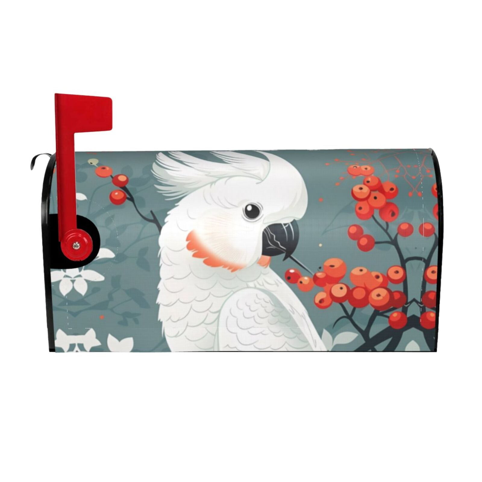 Mailbox Covers Magnetic Standard Size - Cockatoo Red Berries Waterproof ...