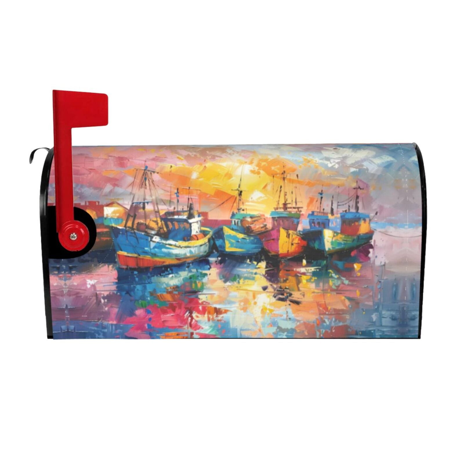 Mailbox Covers Magnetic Standard Size - Colorful Fishing Boats ...