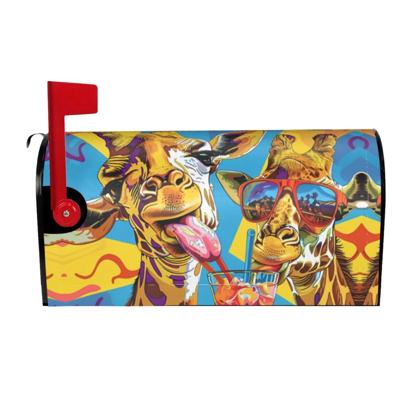 Mailbox Covers Magnetic Standard Size - Colorful Giraffes with Drinks ...