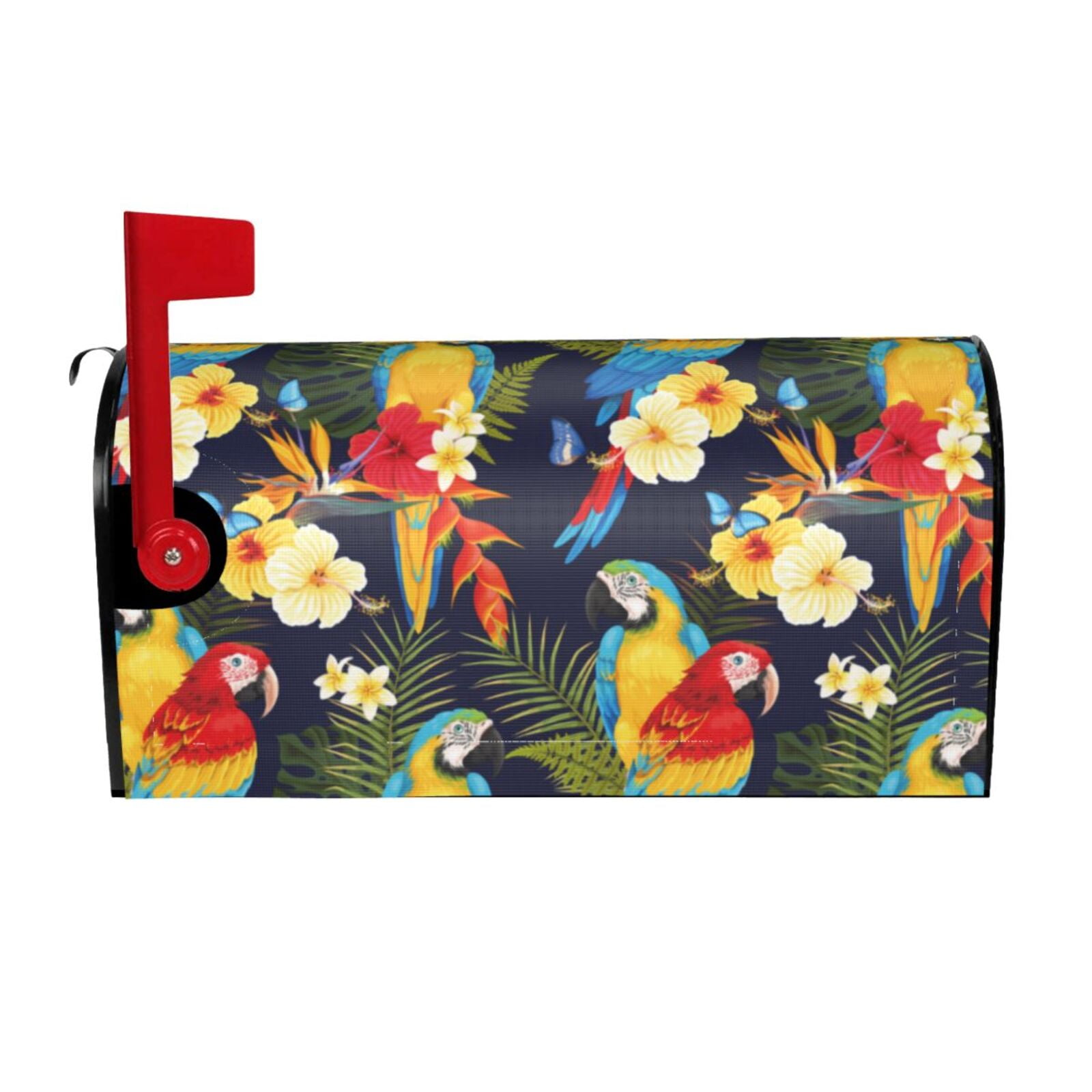 Mailbox Covers Magnetic Standard Size - Colorful Macaw Parrot Plant ...