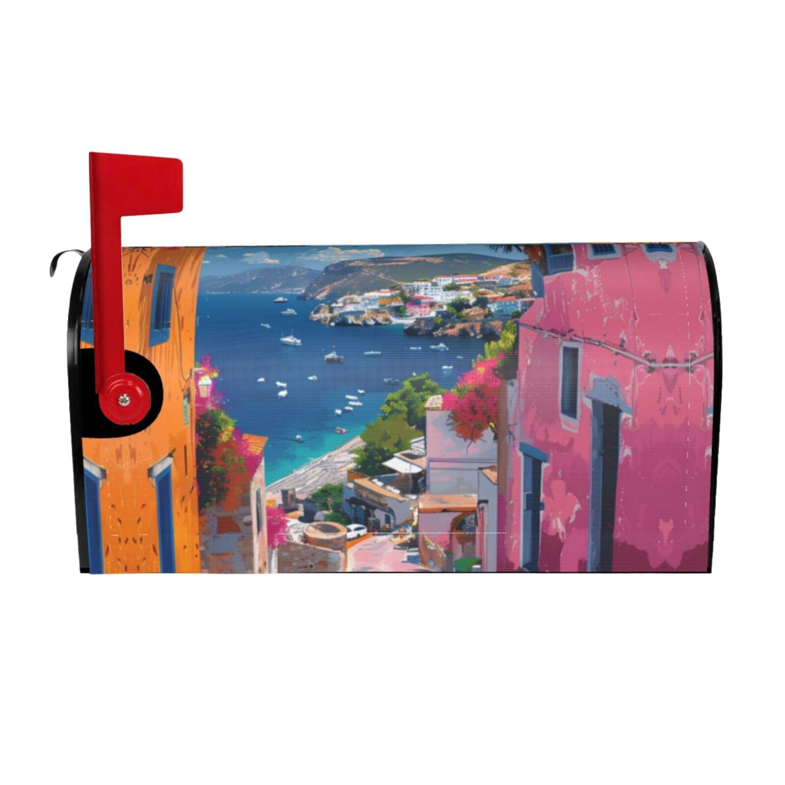 Mailbox Covers Magnetic Standard Size - Colorful Mediterranean Village ...