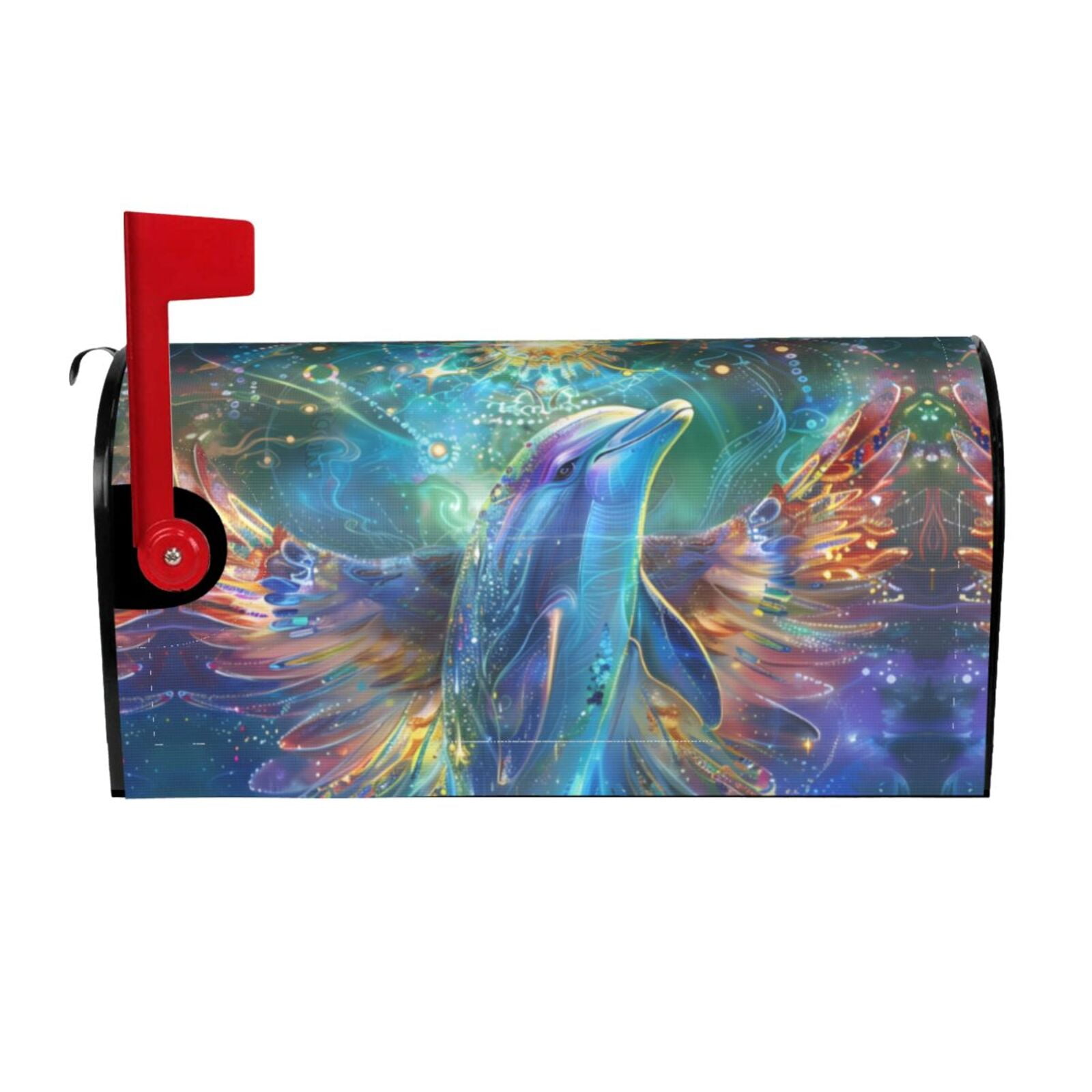 Mailbox Covers Magnetic Standard Size - Colorful Winged Dolphin ...
