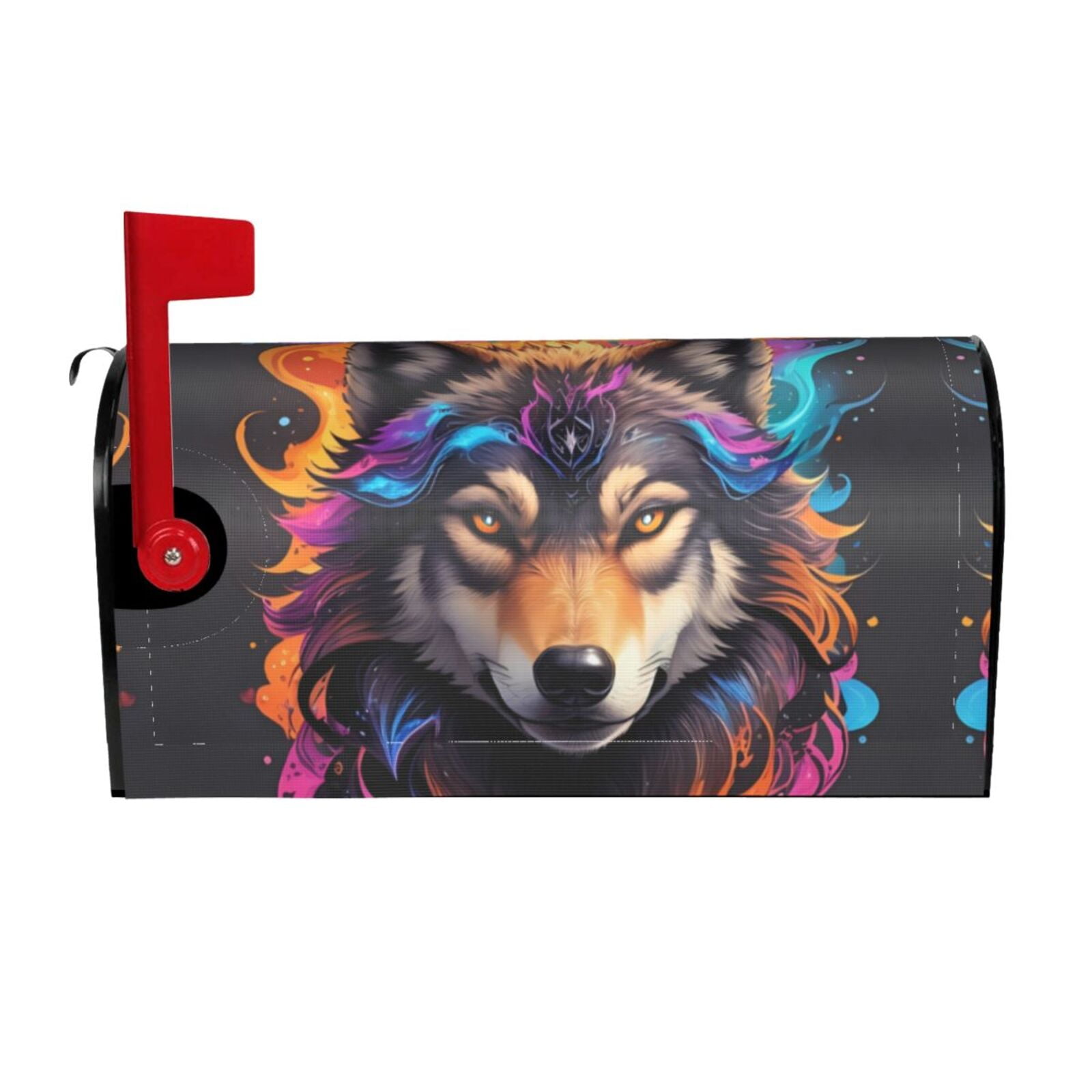 Mailbox Covers Magnetic Standard Size - Colorful Wolf Head Waterproof ...