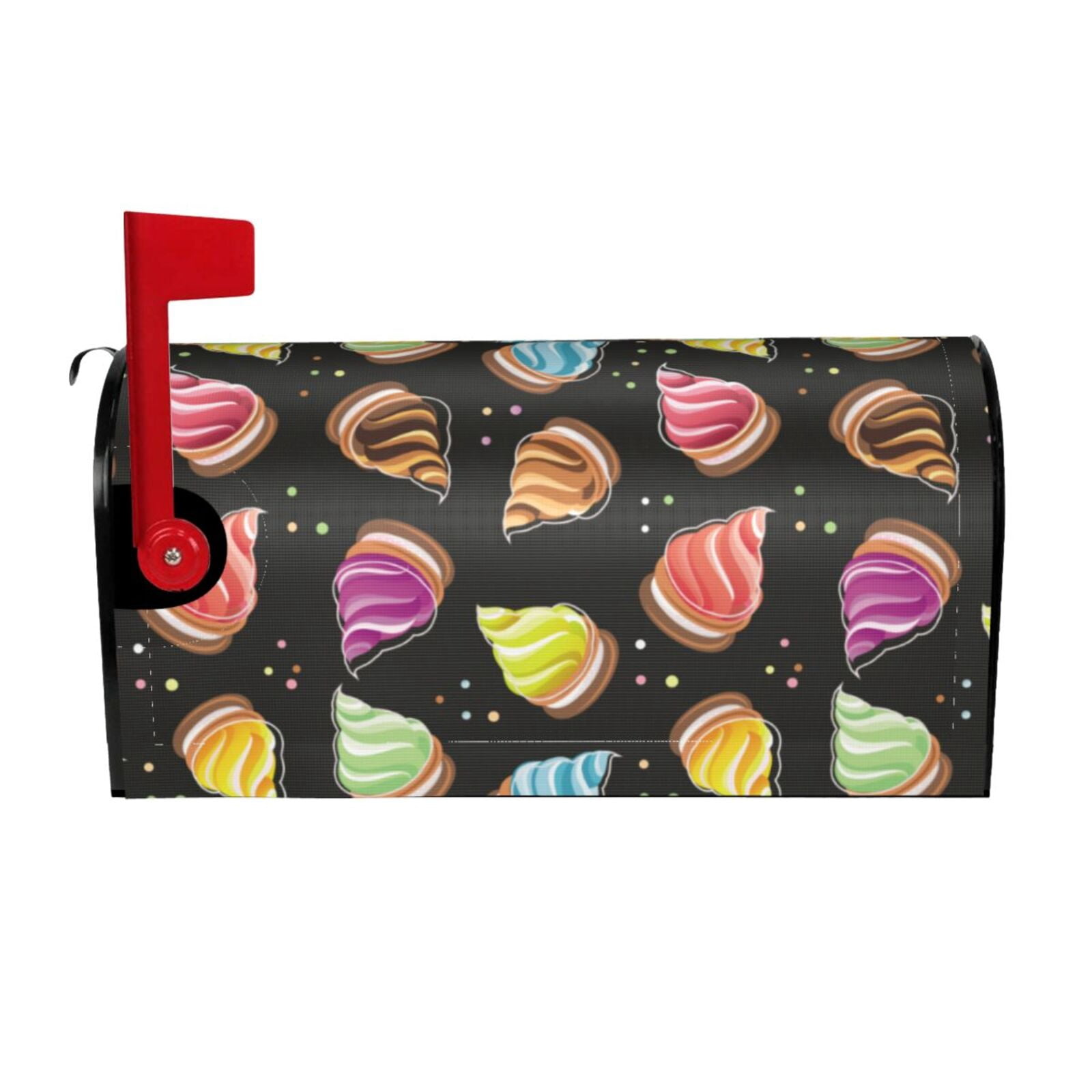 Mailbox Covers Magnetic Standard Size - Colourful Ice Cream Print Black ...