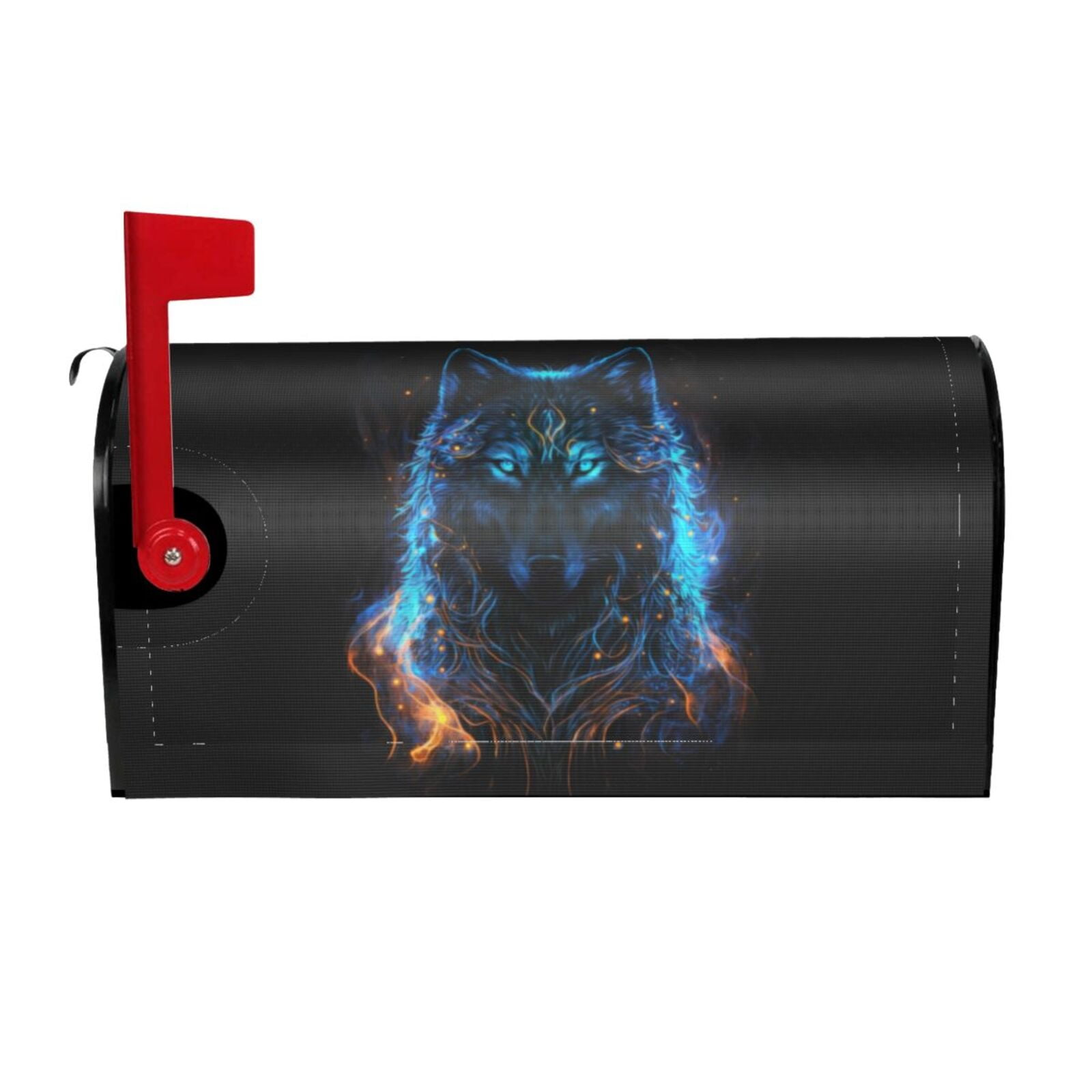 Mailbox Covers Magnetic Standard Size - Cool Blue Light Wolf Waterproof Mailbox Wraps Magnetic ...