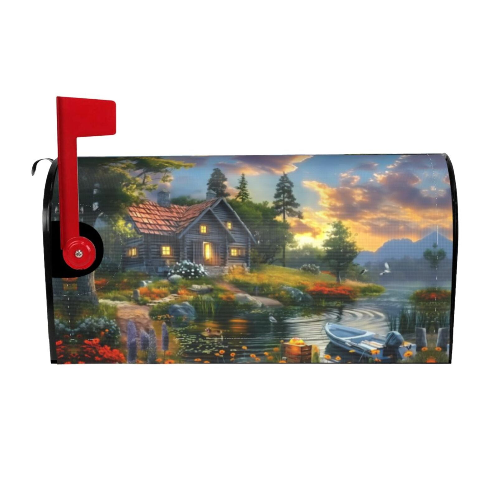 Mailbox Covers Magnetic Standard Size - Cozy Cottage Lakeside Sunset ...