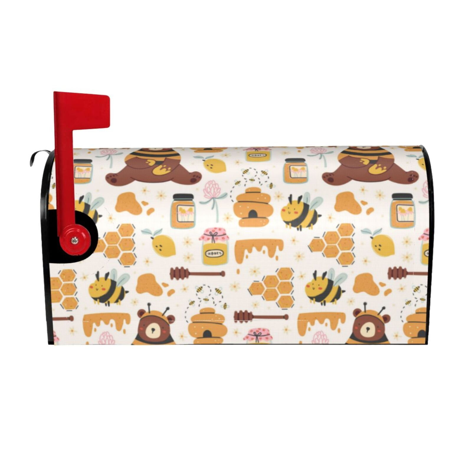 Mailbox Covers Magnetic Standard Size - Cute Bee Honey Jar Hive Bear ...