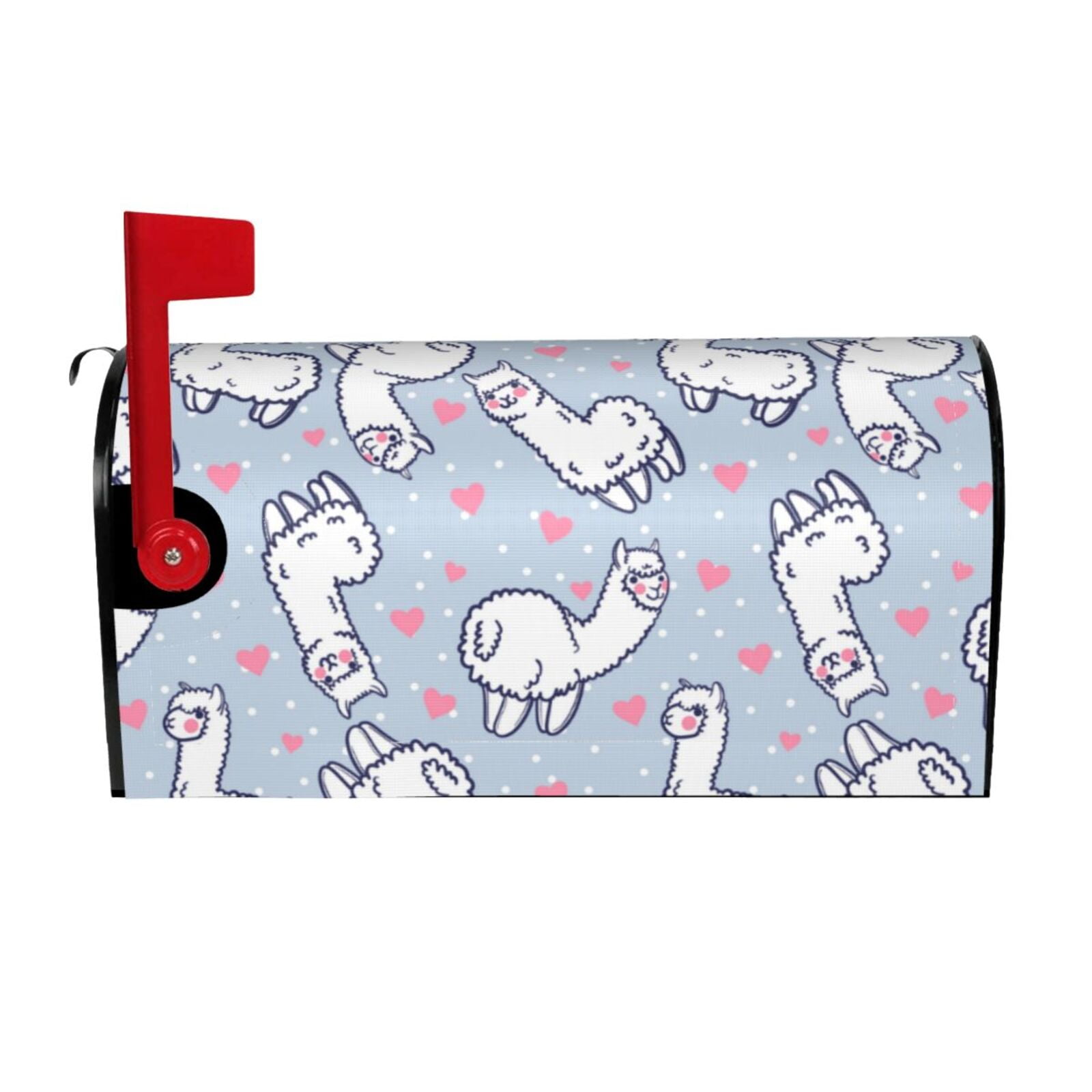 Mailbox Covers Magnetic Standard Size - Cute Cartoon Alpaca Love Blue ...