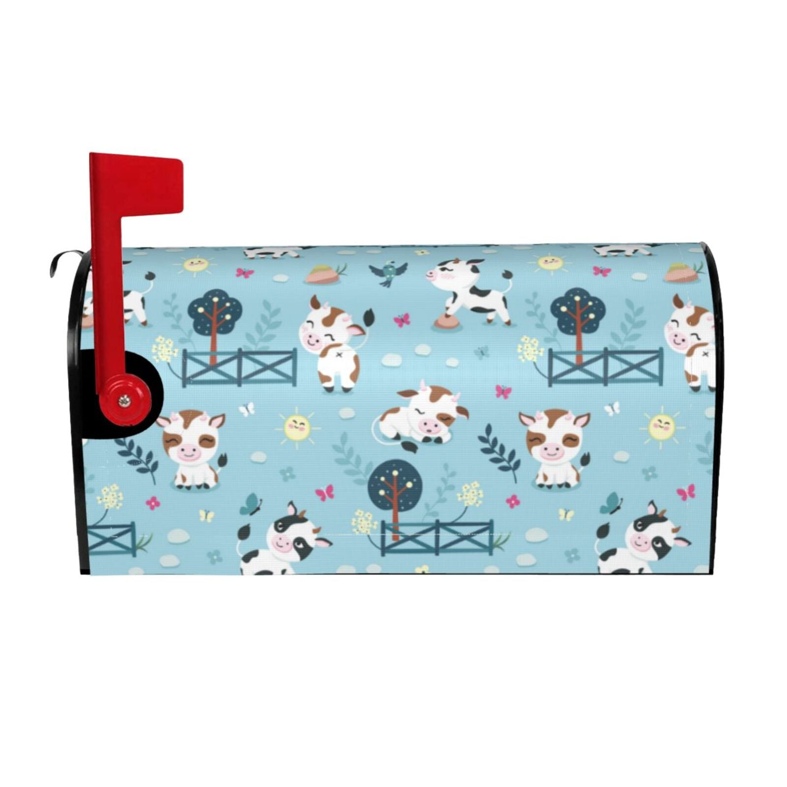 Mailbox Covers Magnetic Standard Size - Cute Cow Butterfly Tree ...