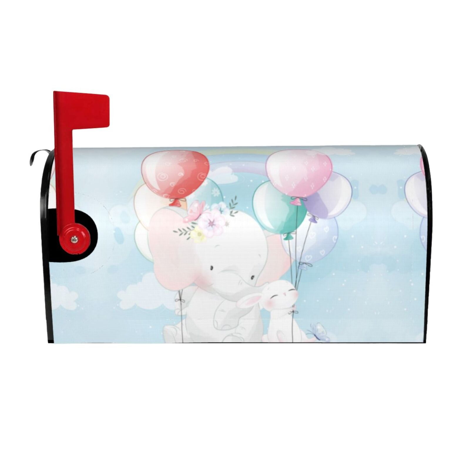 Mailbox Covers Magnetic Standard Size - Cute Elephant Bunny Flying With ...