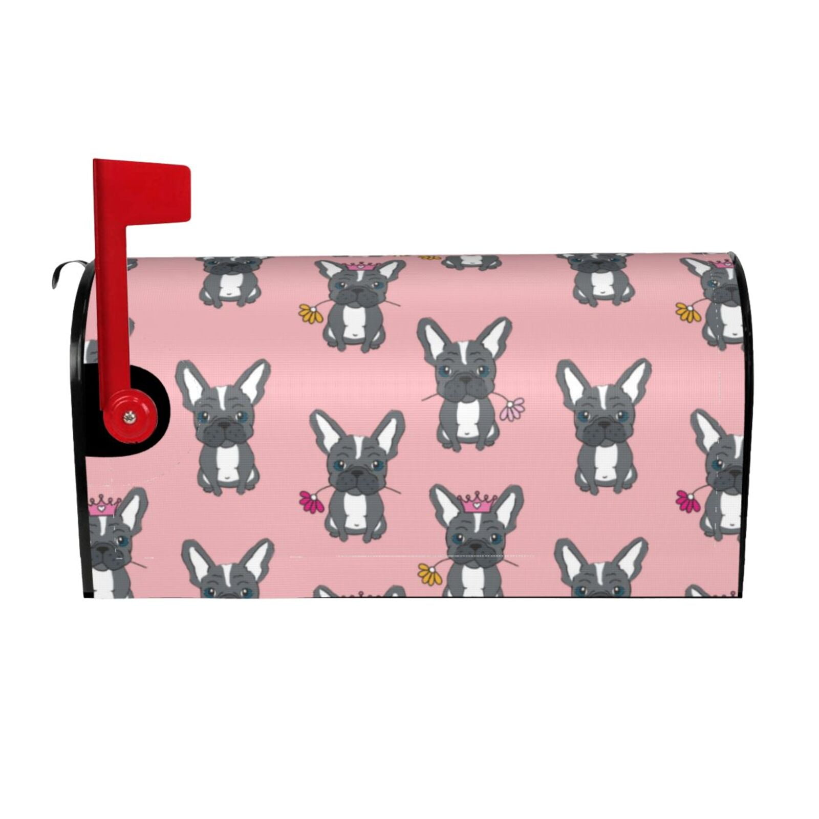 Mailbox Covers Magnetic Standard Size - Cute French Bulldog Flower Pink ...