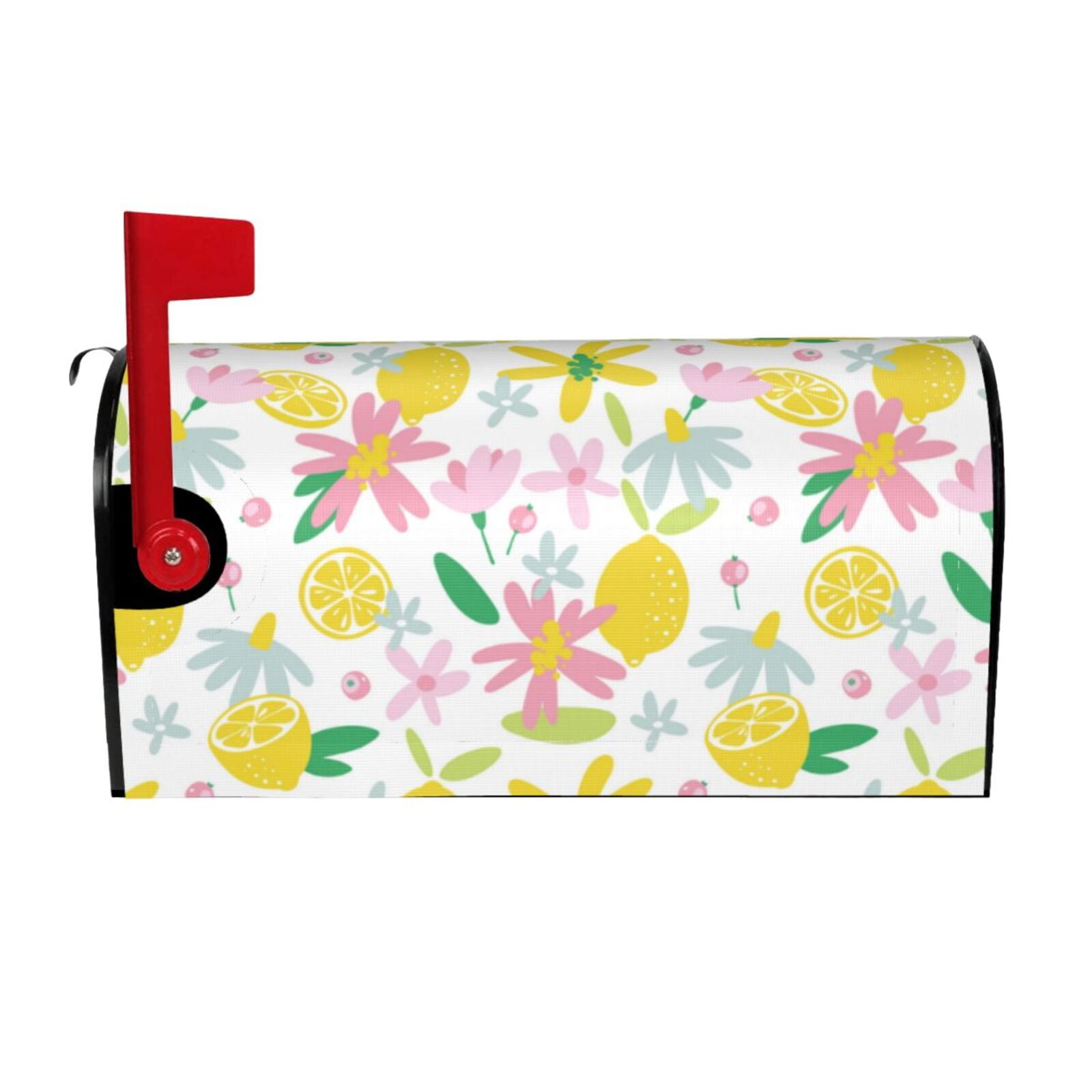 Mailbox Covers Magnetic Standard Size - Cute Lemon Pink Flowers ...