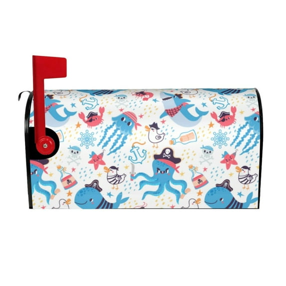 Mailbox Covers Magnetic Standard Size - Cute Pirate Shark Whale Octopus ...