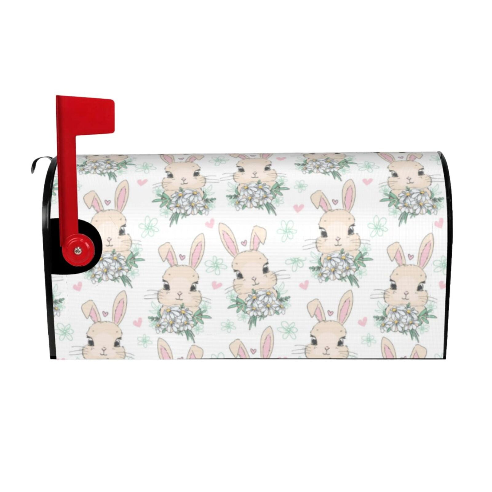 Mailbox Covers Magnetic Standard Size - Cute Rabbit White Flower ...
