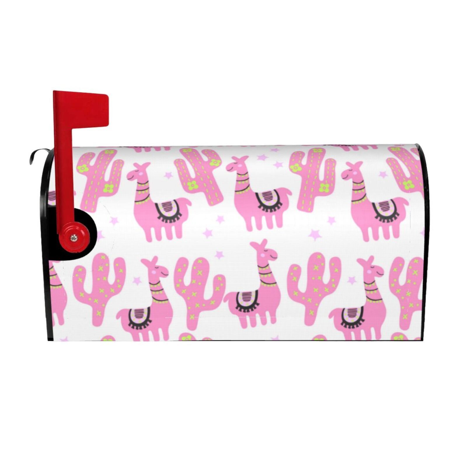 Mailbox Covers Magnetic Standard Size - Cute pink llama alpaca cactus ...