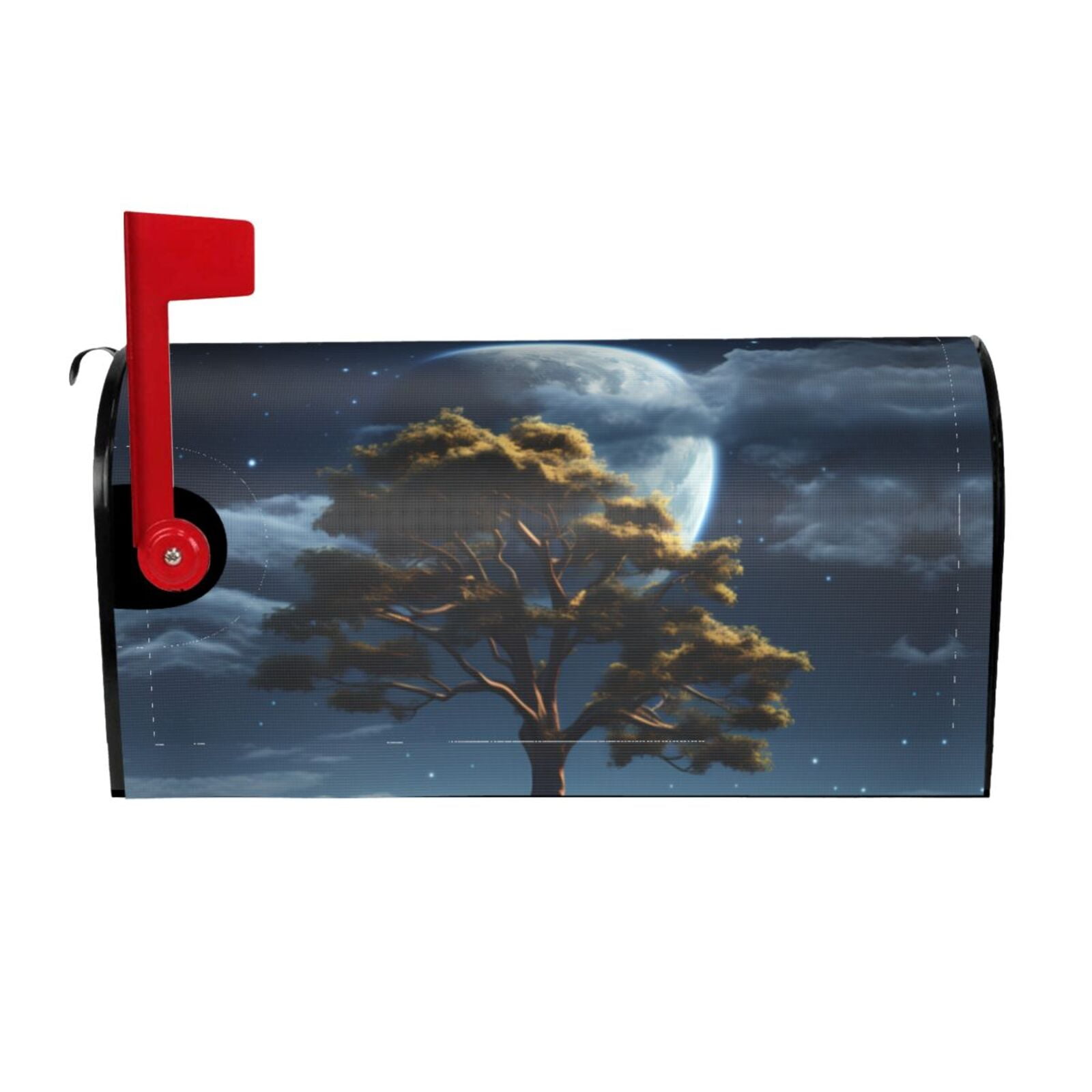 Mailbox Covers Magnetic Standard Size - Deep Blue Starry Sky Moon Tree ...