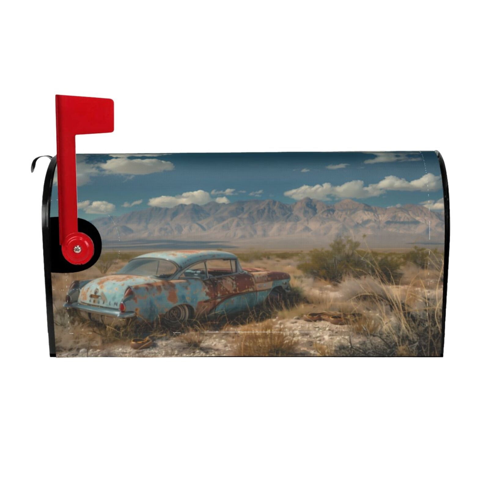 Mailbox Covers Magnetic Standard Size - Deserted Classic Car Landscape ...