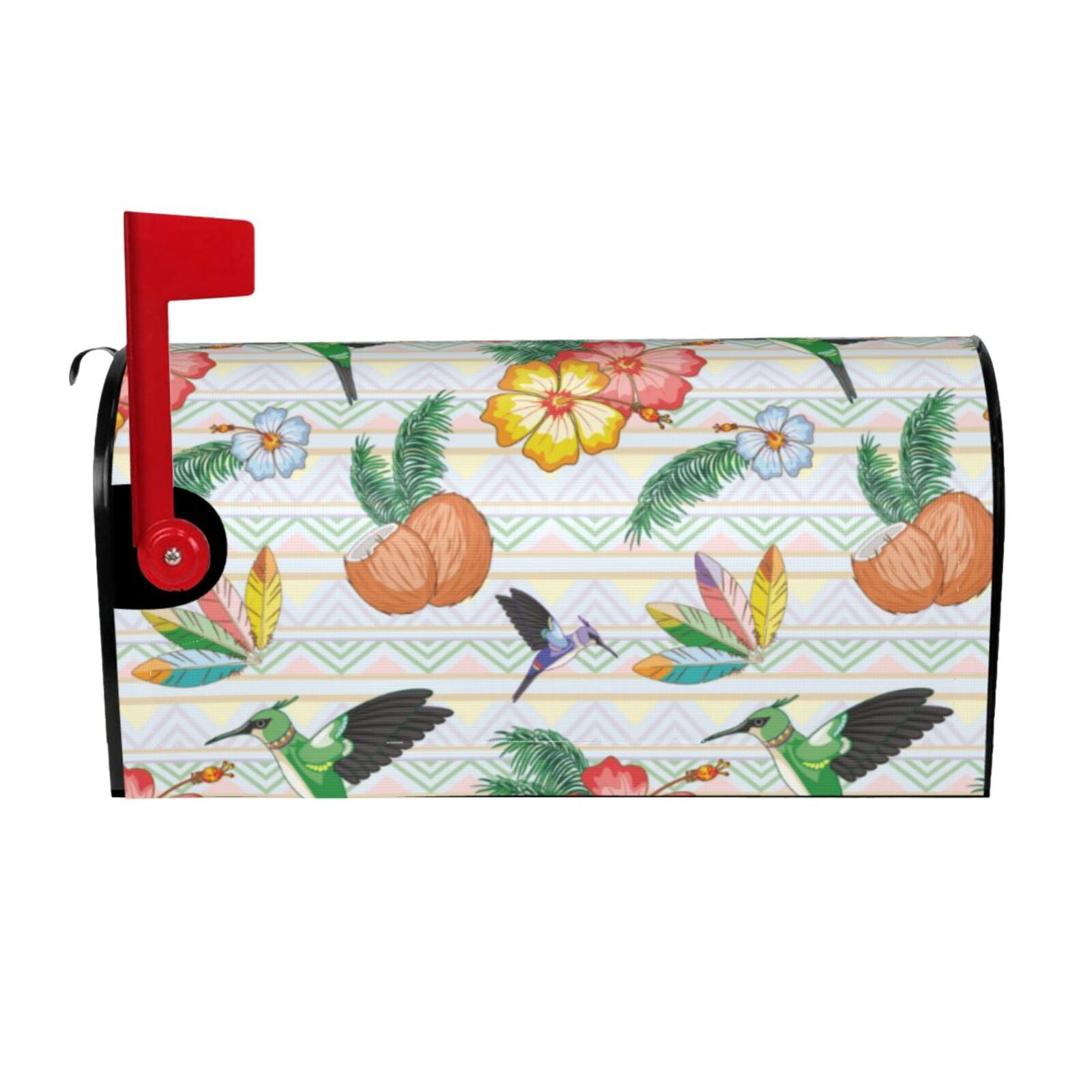 Mailbox Covers Magnetic Standard Size - Ethnic Hummingbird Flower ...