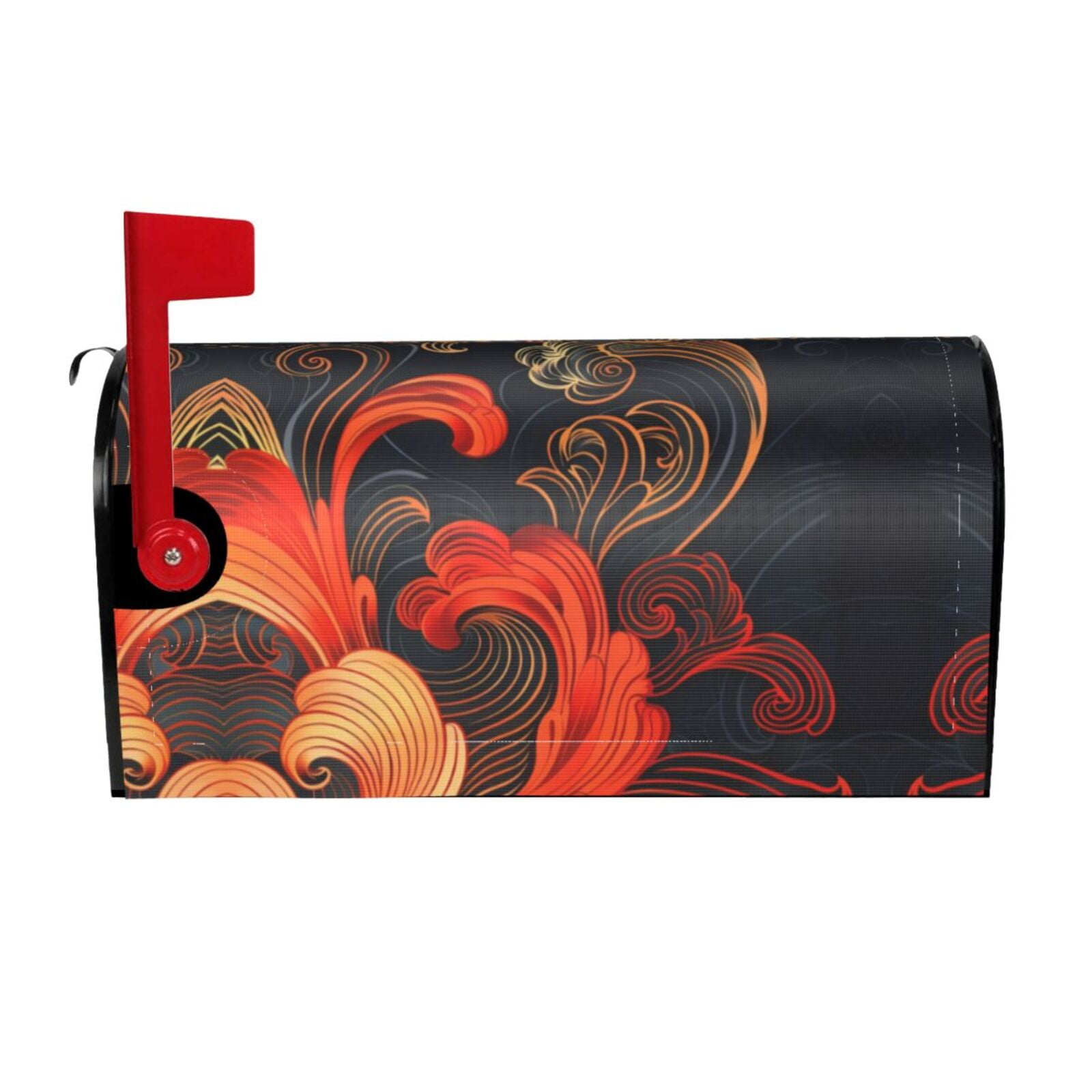 Mailbox Covers Magnetic Standard Size - Fiery Floral Pattern Waterproof ...