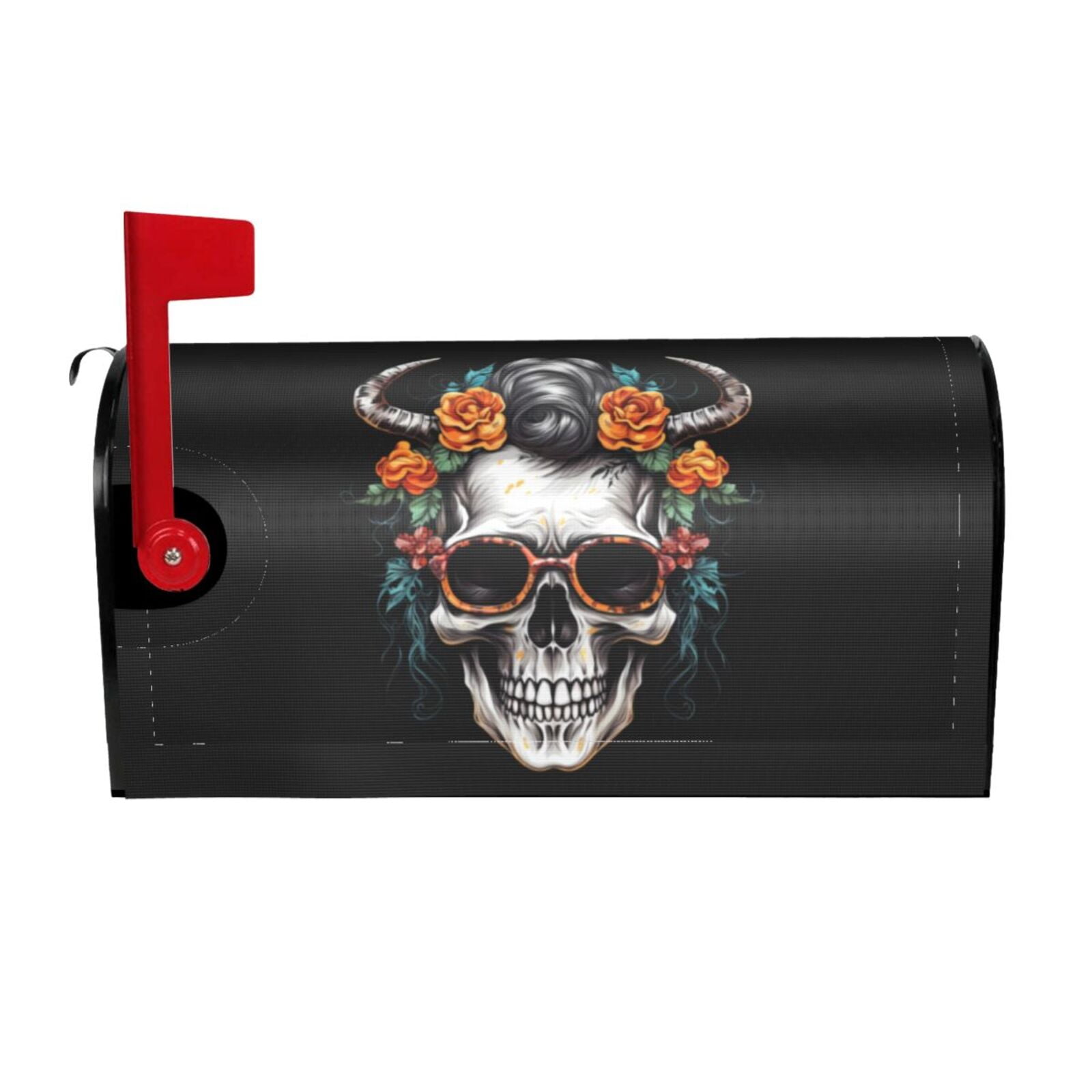 Mailbox Covers Magnetic Standard Size - Flower Horn Skull A Waterproof ...