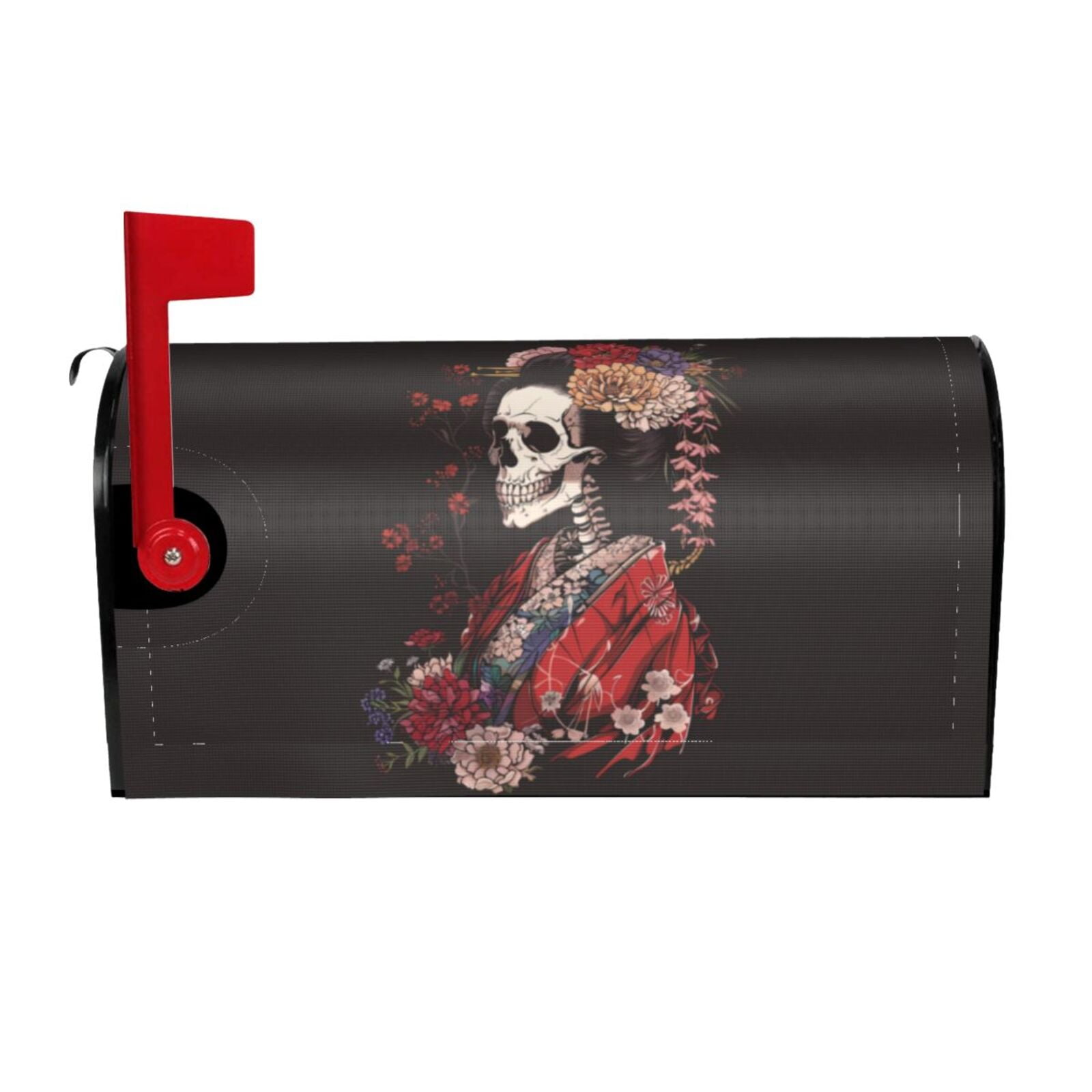 Mailbox Covers Magnetic Standard Size - Geisha Skeleton With Flowers ...