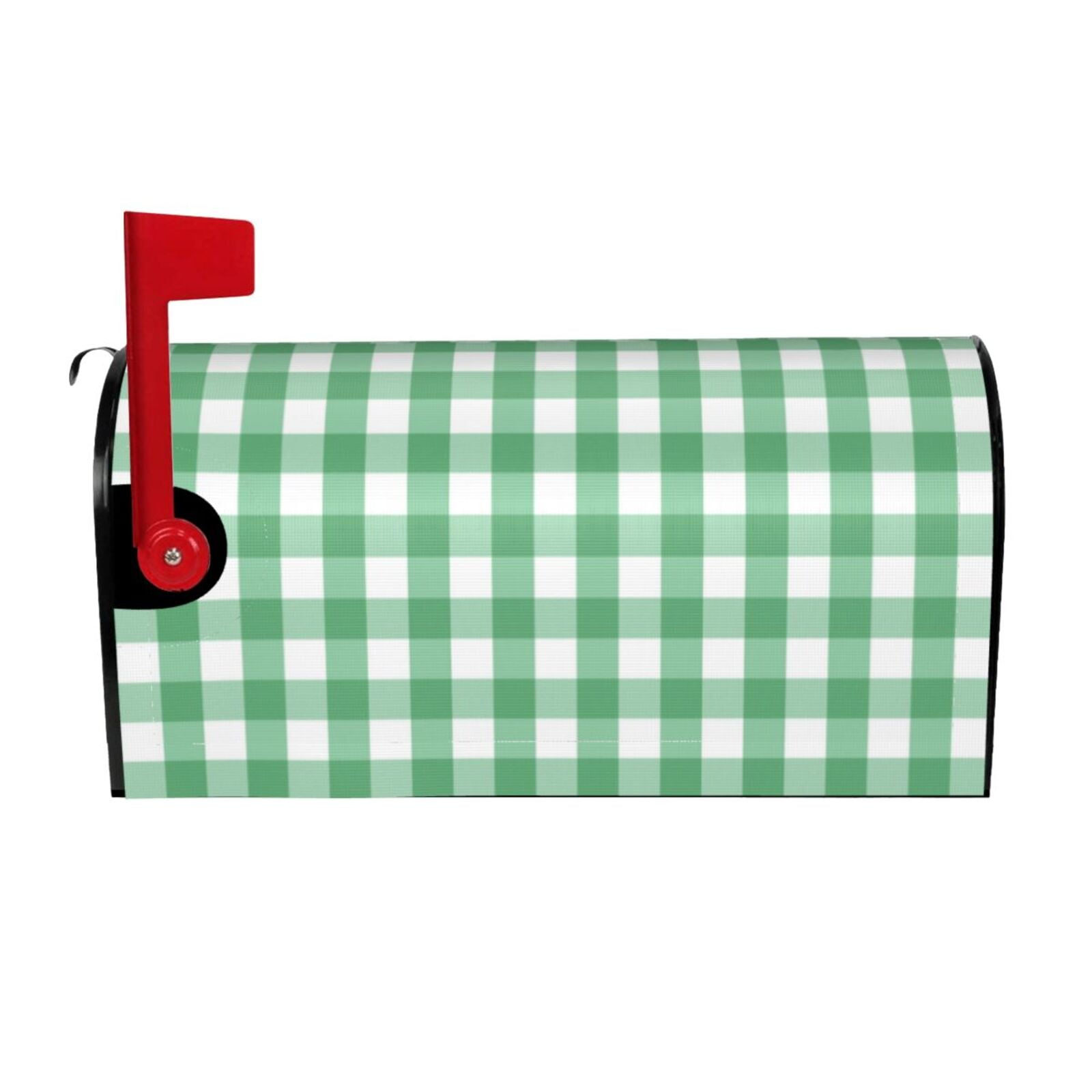 Mailbox Covers Magnetic Standard Size - Gingham White green plaids ...