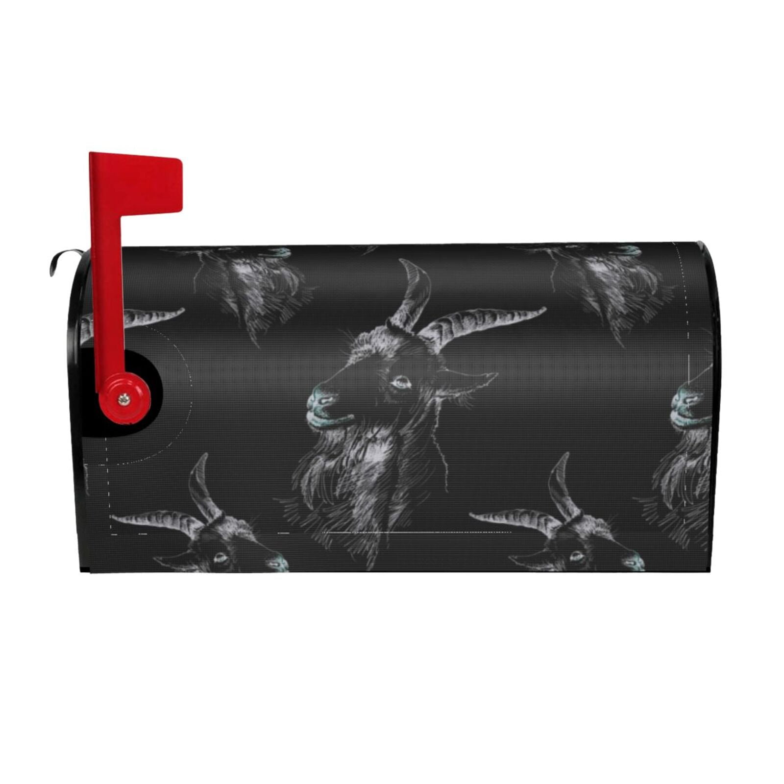 Mailbox Covers Magnetic Standard Size - Goat heads hand drawn black ...
