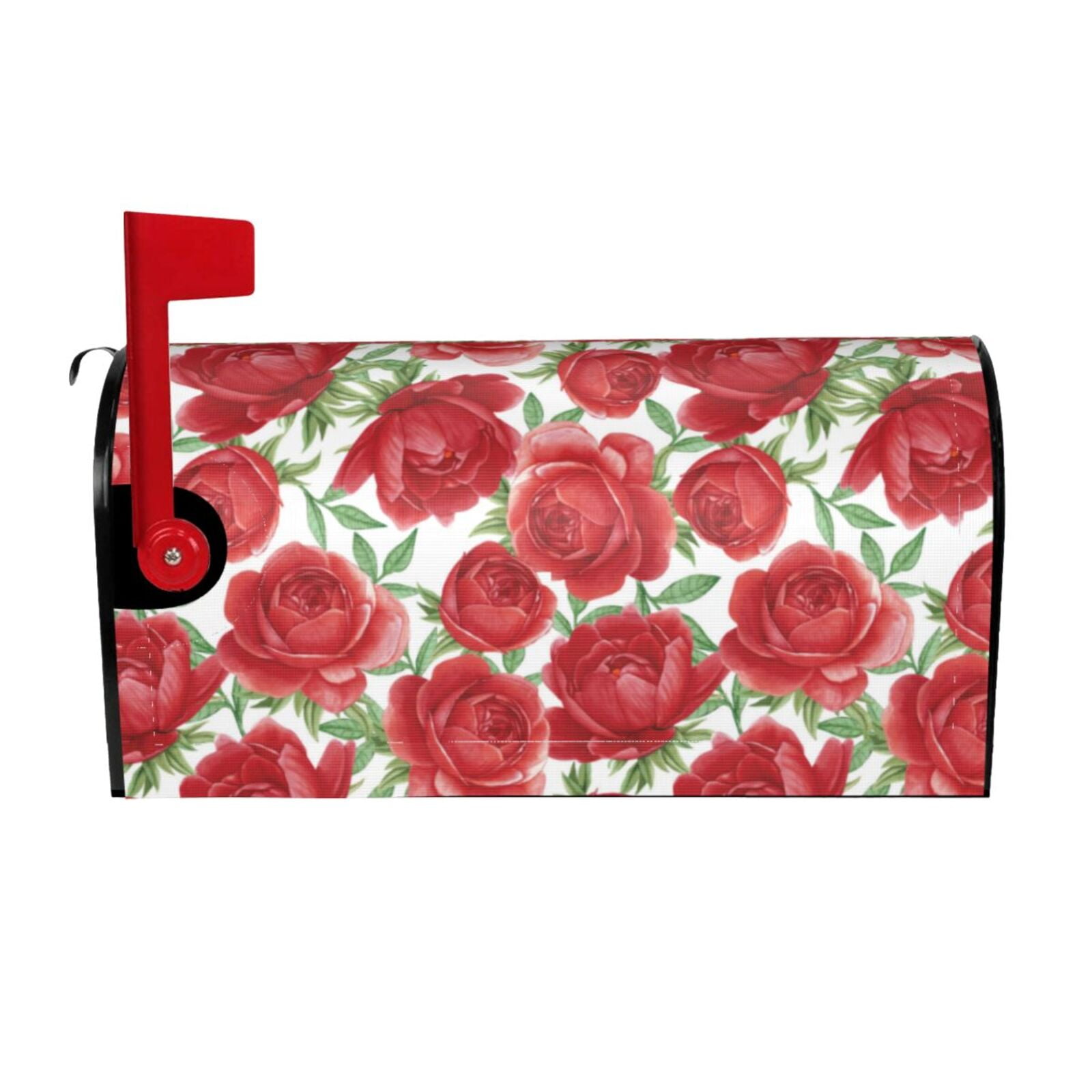 Mailbox Covers Magnetic Standard Size - Green Leaves Rose Flowers ...
