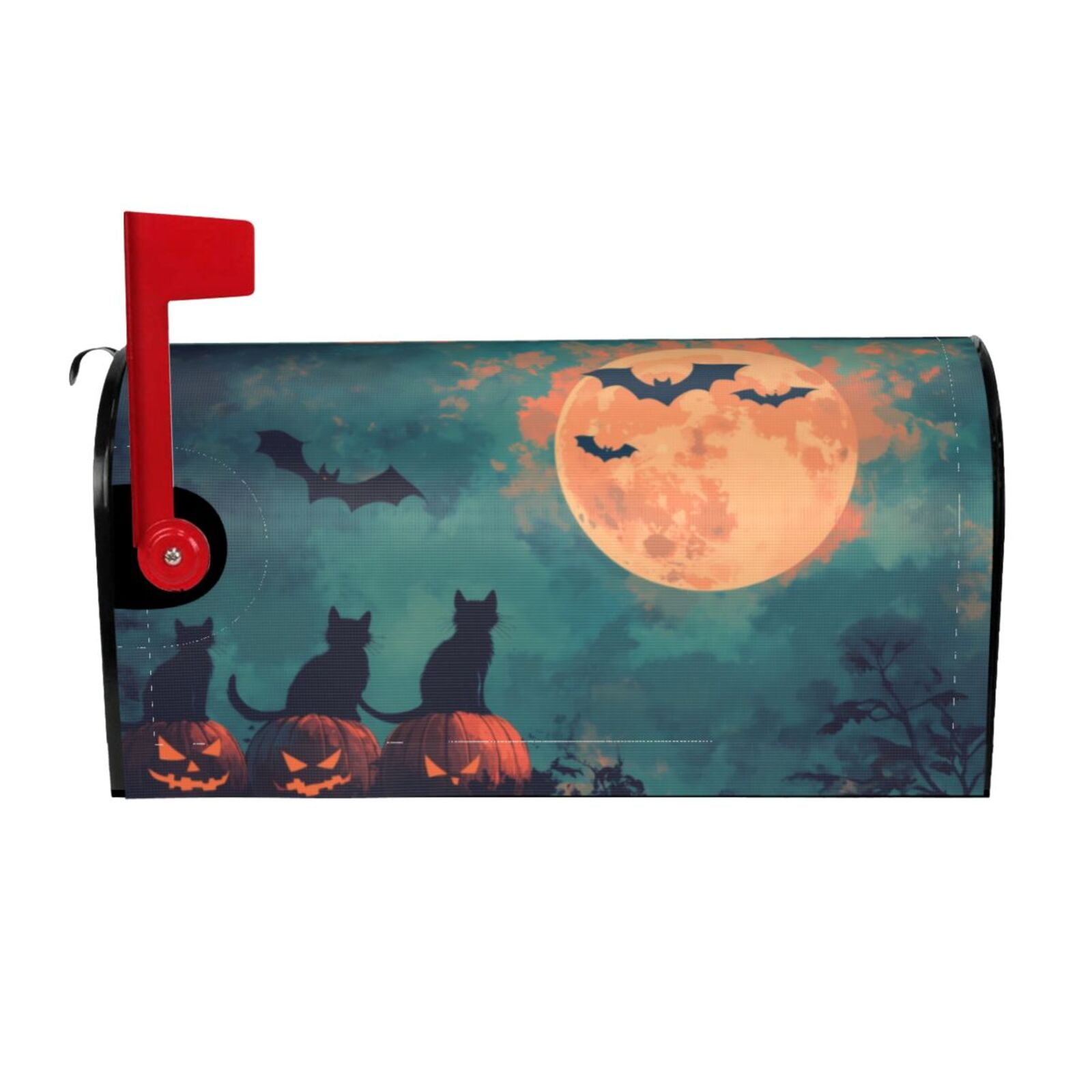Mailbox Covers Magnetic Standard Size - Halloween Night Sky Black Cat ...