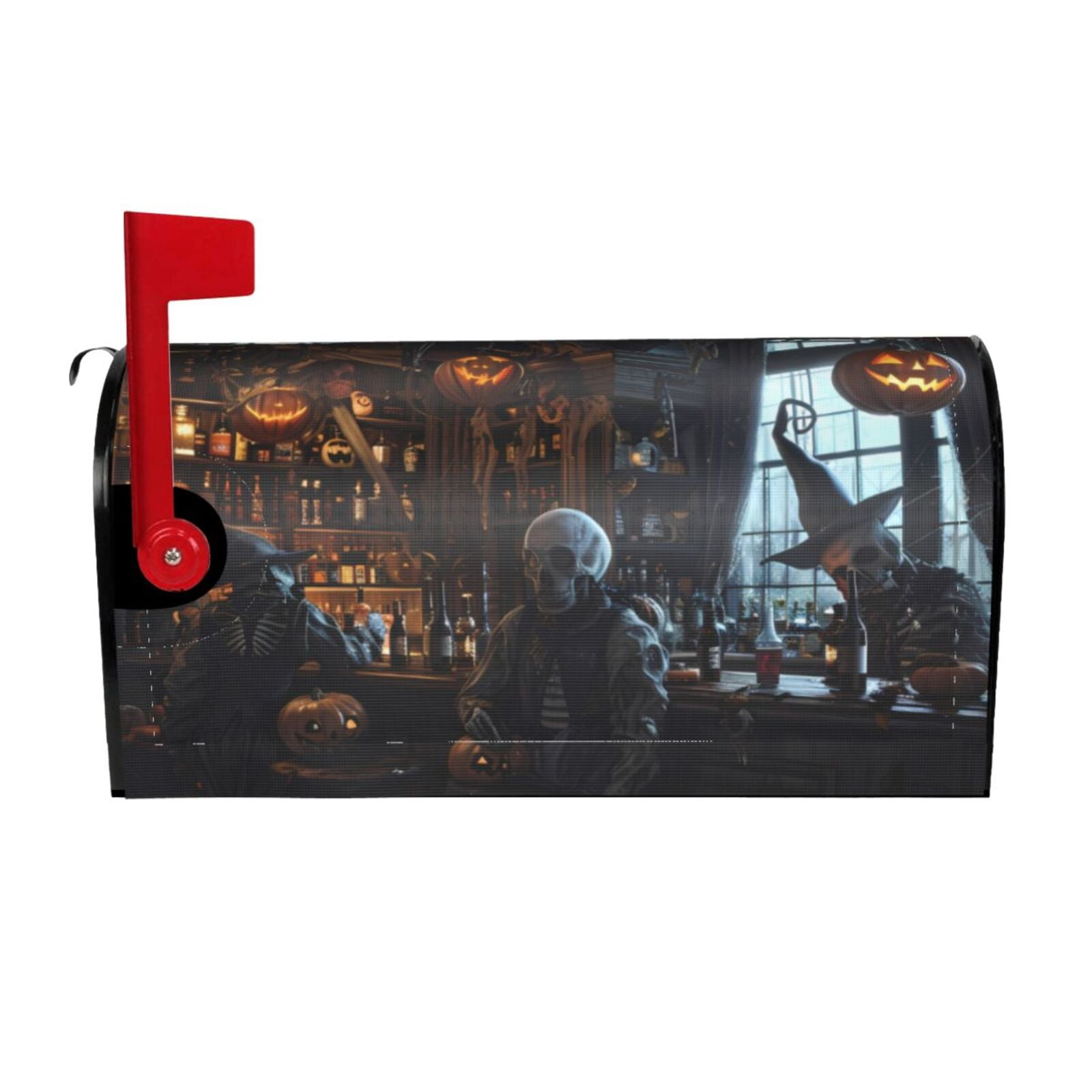 Mailbox Covers Magnetic Standard Size - Halloween Skeleton Bar Scene ...
