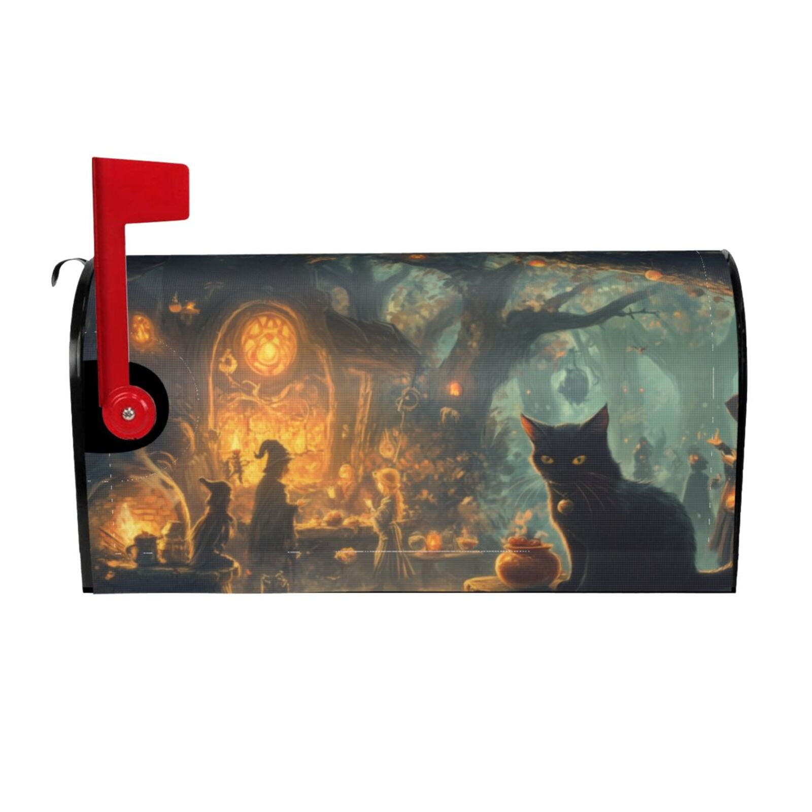 Mailbox Covers Magnetic Standard Size - Halloween Witch and Black Cat ...