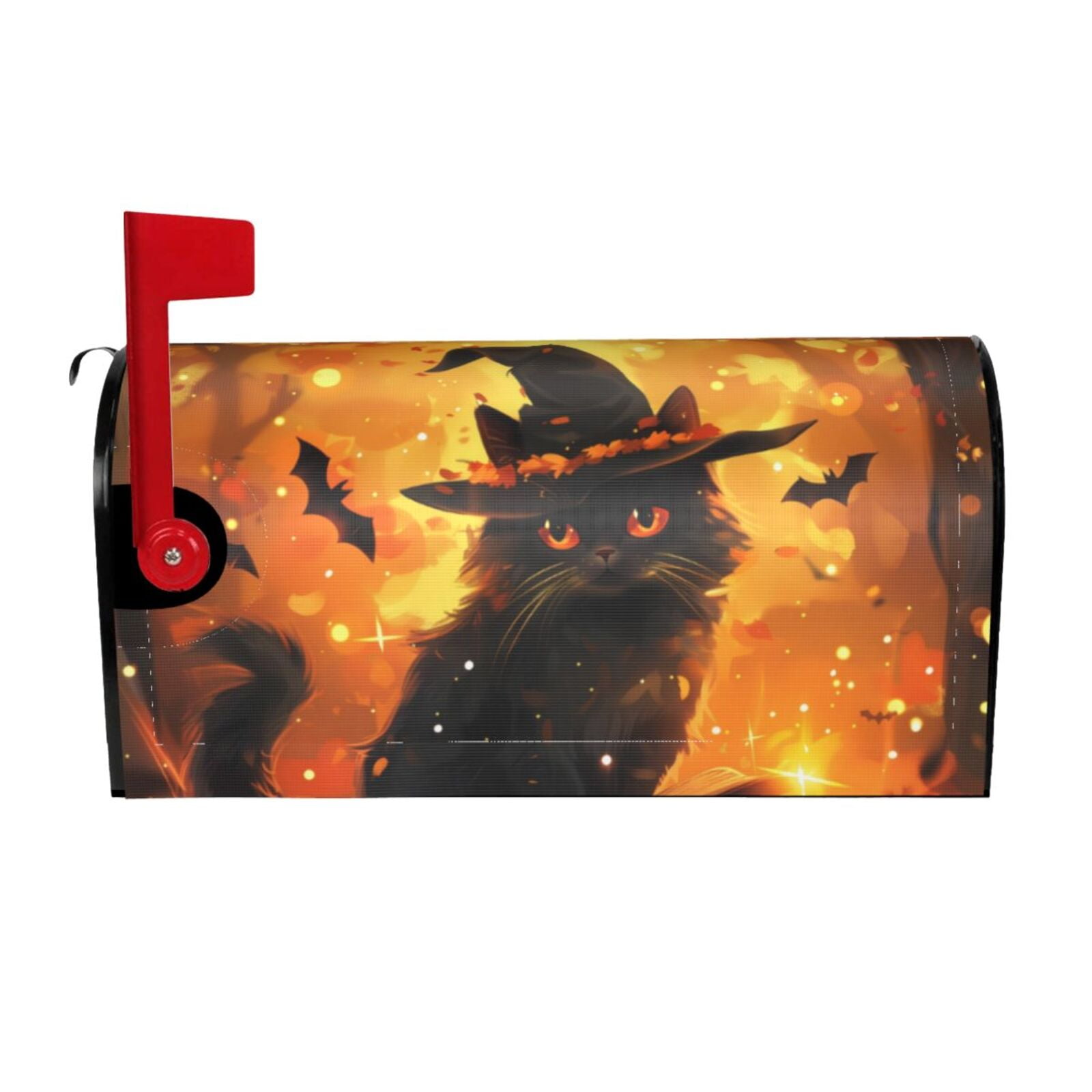 Mailbox Covers Magnetic Standard Size - Halloween Witch Hat Black Cat ...
