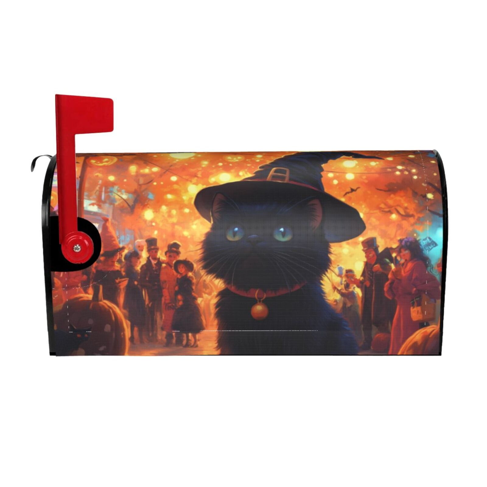 Mailbox Covers Magnetic Standard Size - Halloween Witch Hat Black Cat ...
