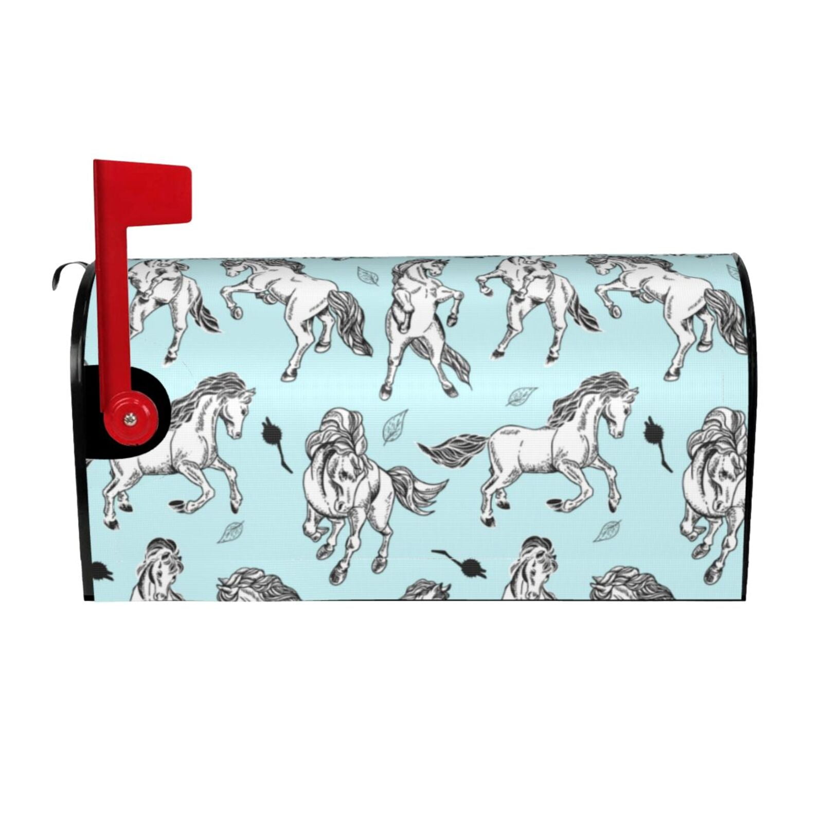 Mailbox Covers Magnetic Standard Size - Hand Drawn Cool Horse Black ...