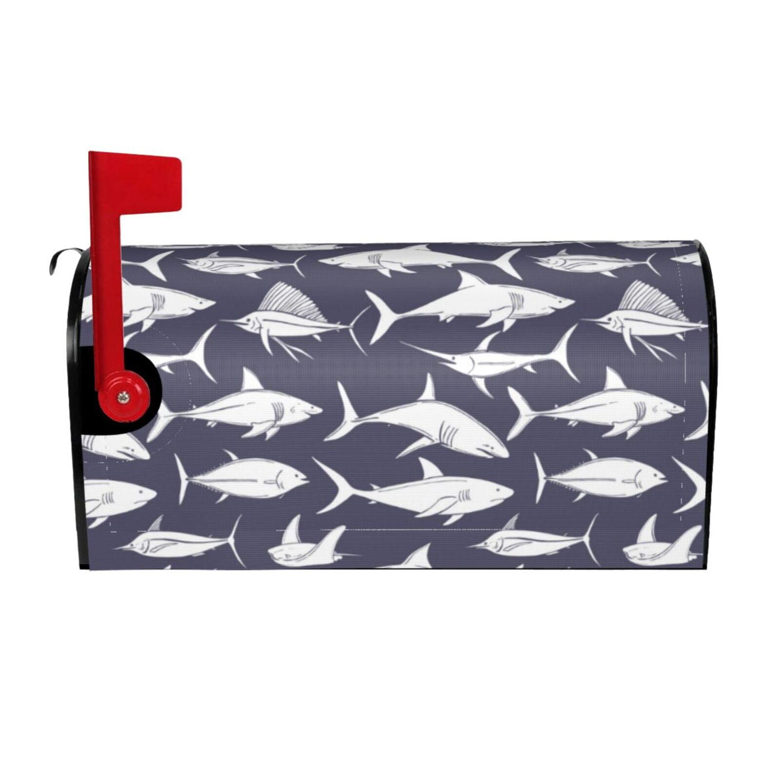 Mailbox Covers Magnetic Standard Size - Hand drawn fish sharks cool ...