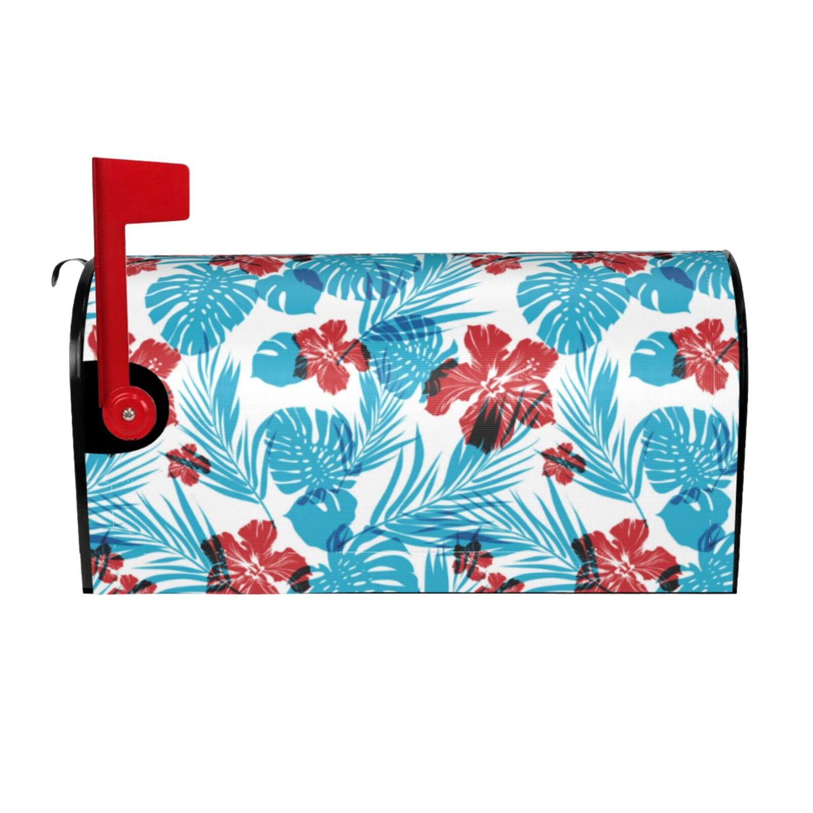 Mailbox Covers Magnetic Standard Size - Hawaiian Style Blue Leaves ...