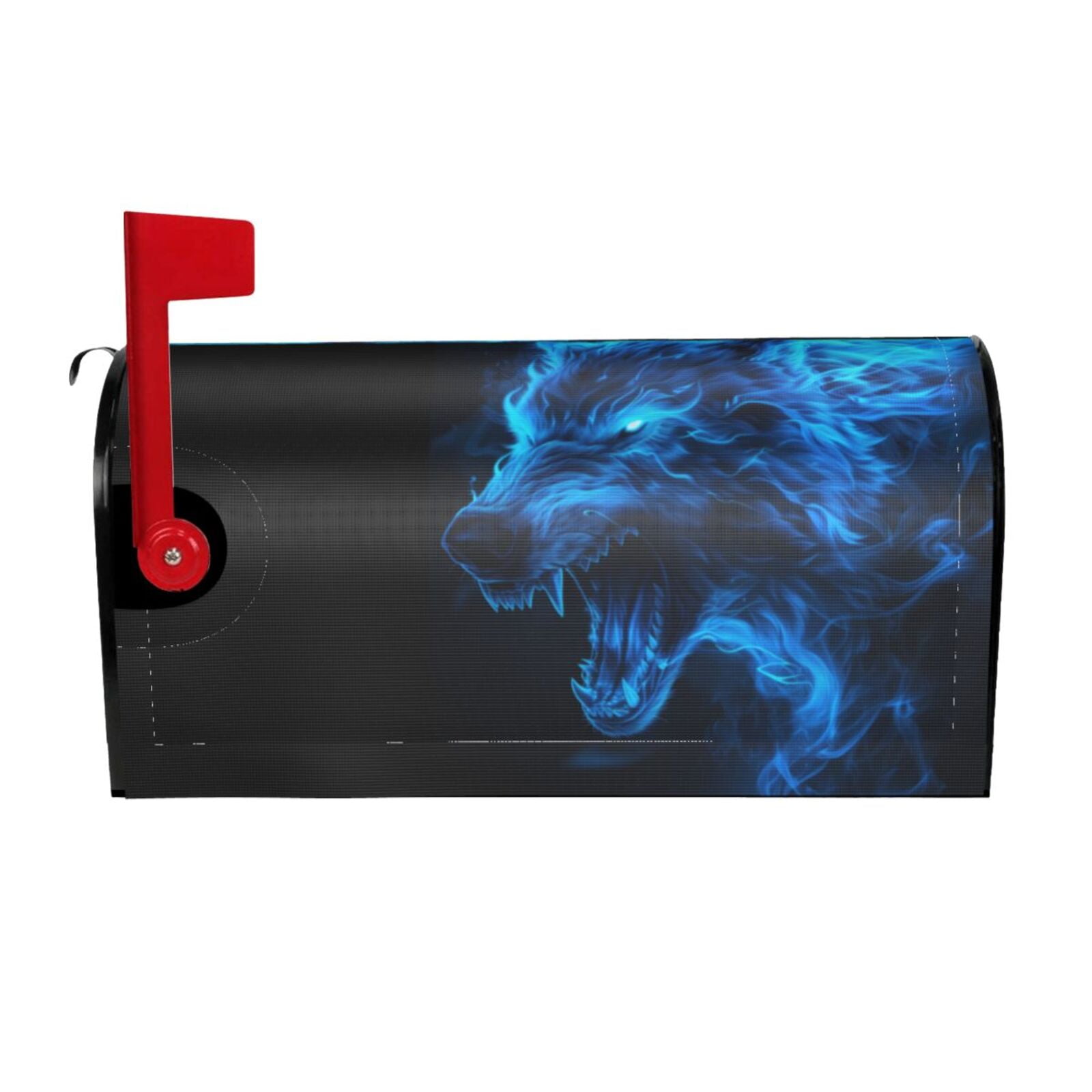 Mailbox Covers Magnetic Standard Size - Ice Blue Fire Wolf Waterproof ...