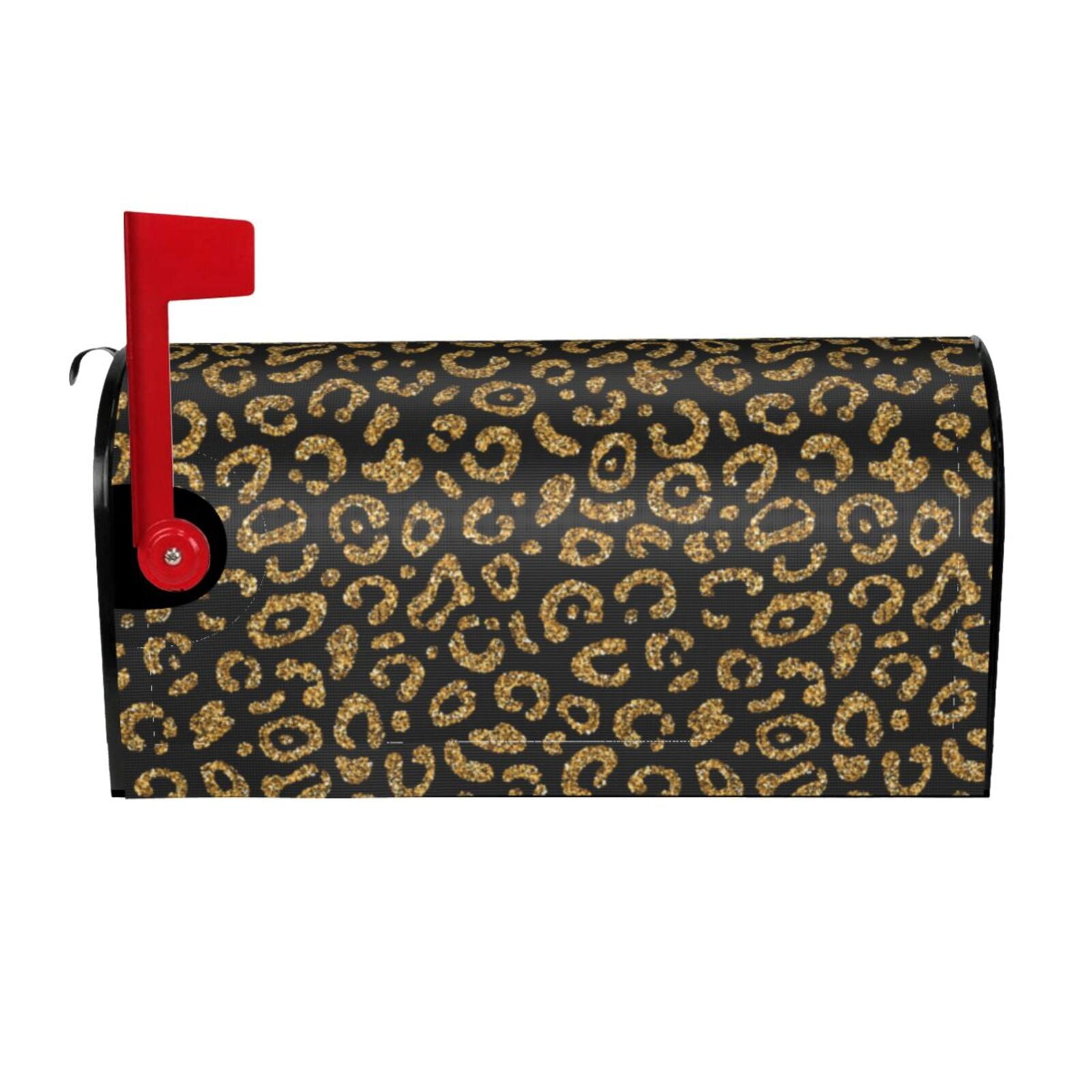 Mailbox Covers Magnetic Standard Size - Leopard black golden glitter ...