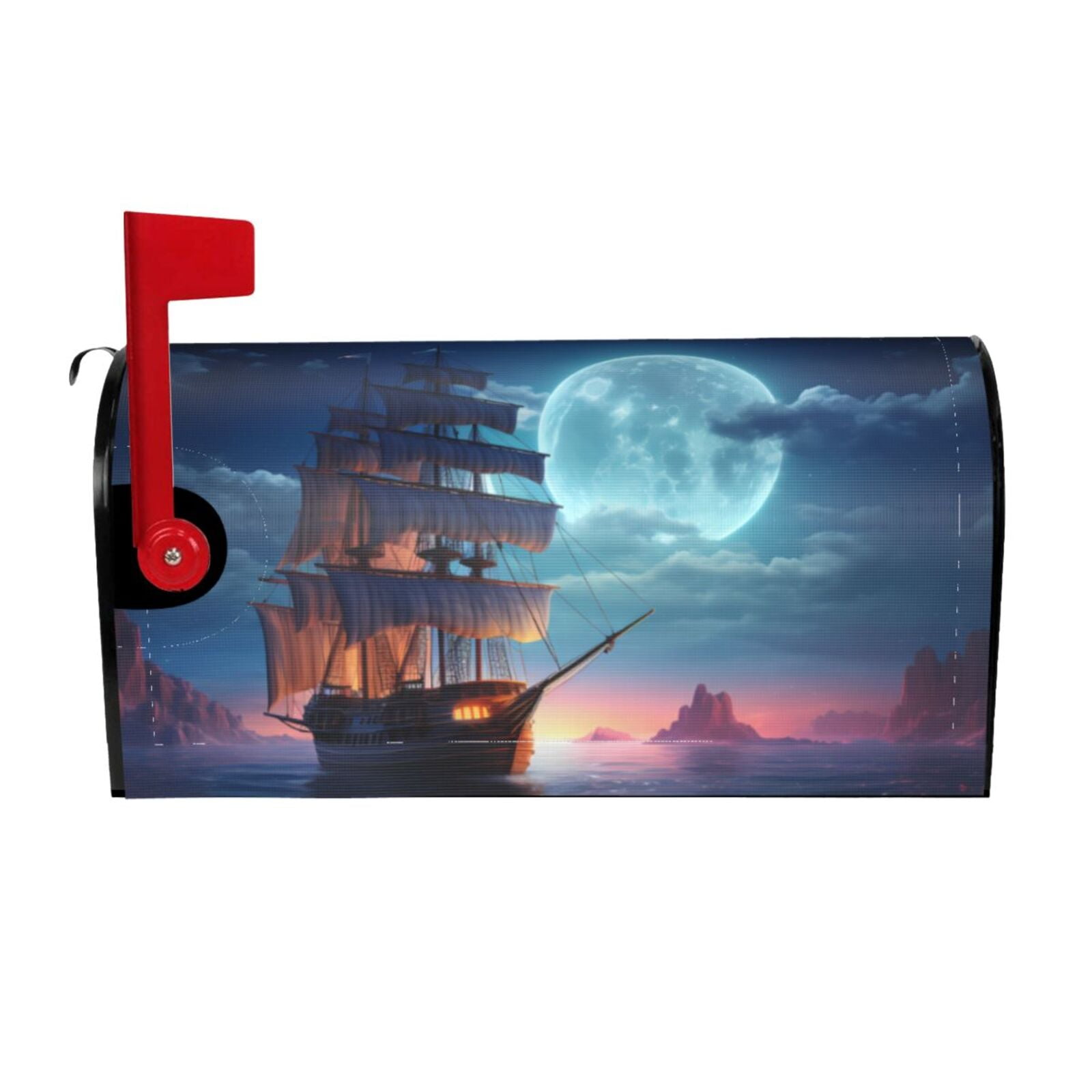 Mailbox Covers Magnetic Standard Size - Moonlit Night Sky Sailboat ...